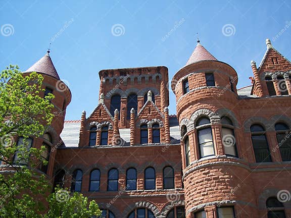 Old Red Courthouse Side View Stock Image - Image of historical, post ...
