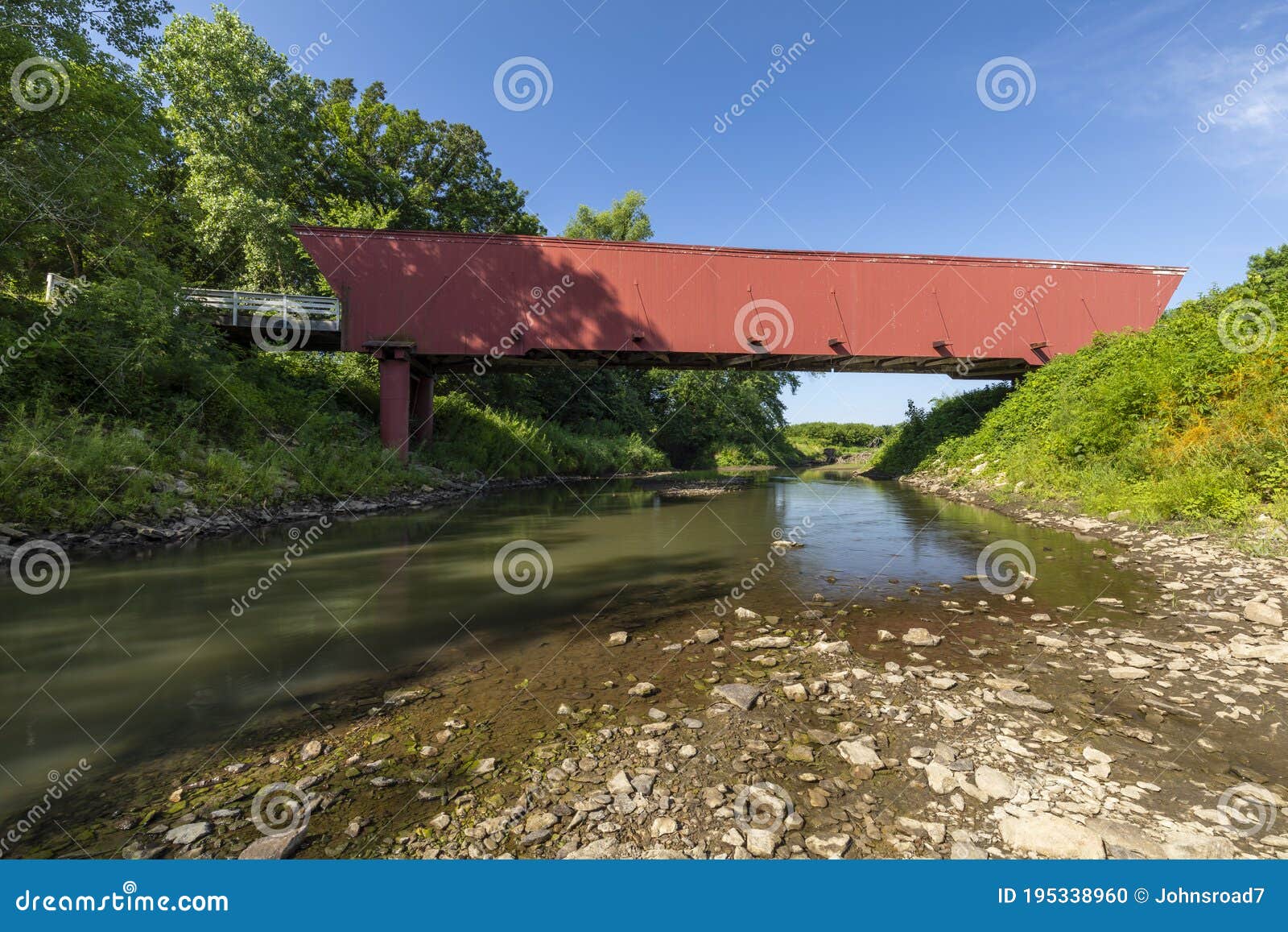 An Old Red Covered Bridge stock photo. Image of scenic - 195338960