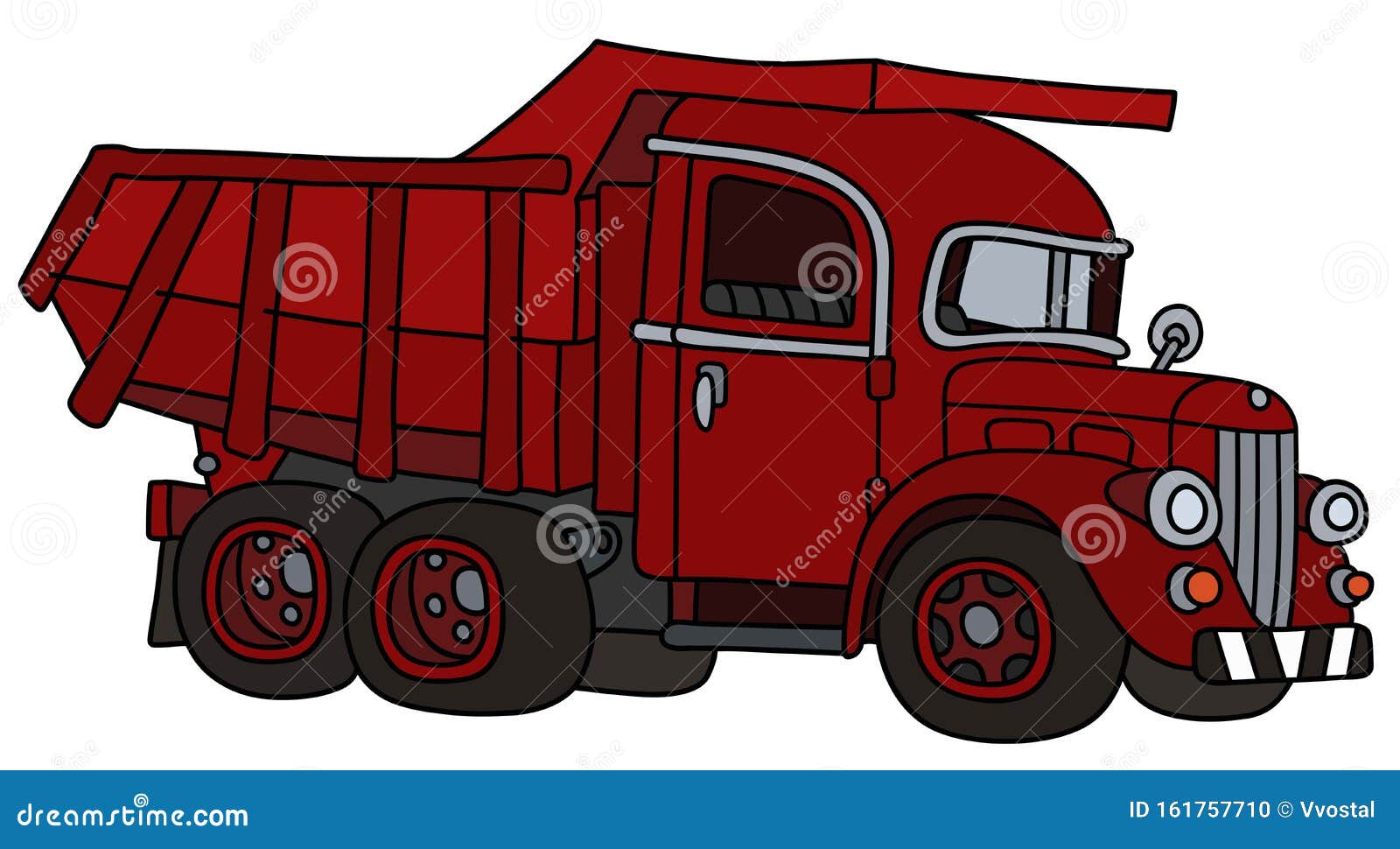 The old red dumper truck stock vector. Illustration of lorry - 161757710