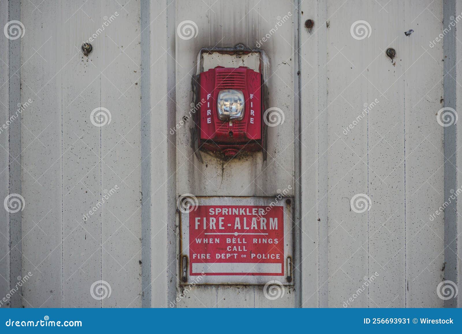Old Red Fire Alarm on the Wall in Wisconsin Stock Image - Image of ...