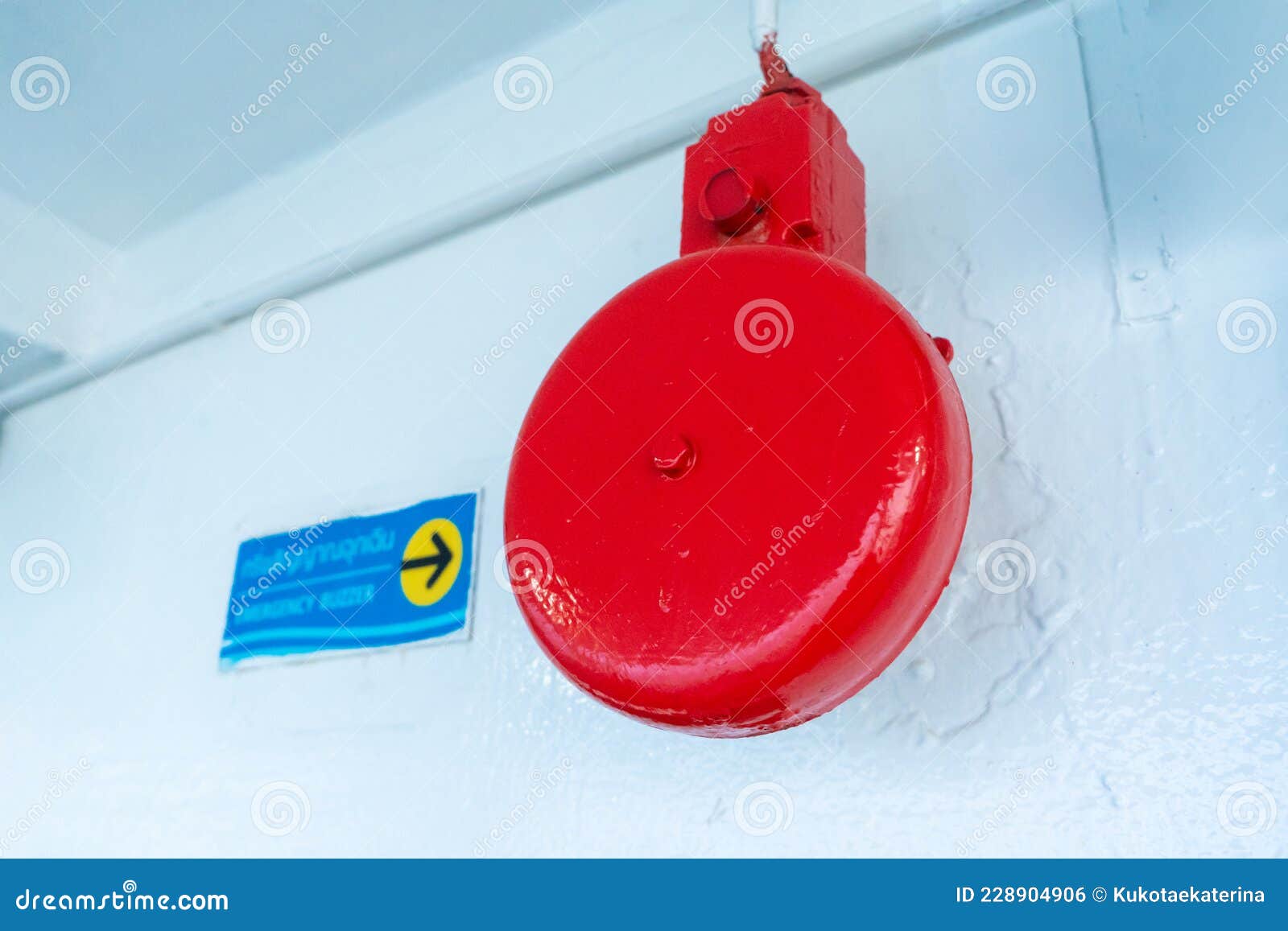 Old Red Fire Bell on the Wall. Fire Safety Stock Photo - Image of ...