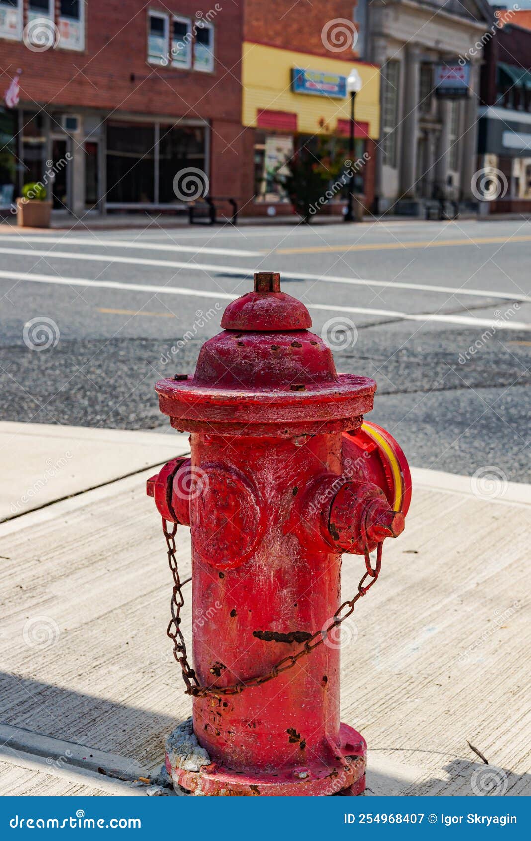 Old, Red, Fireman, Hydrant on the Side of a Historic American City ...