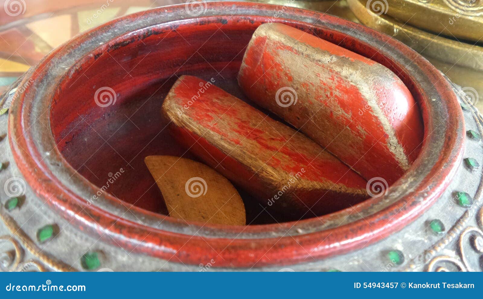 Old Red Fortune Teller Wood in Chinese Shrine Stock Image - Image of ...