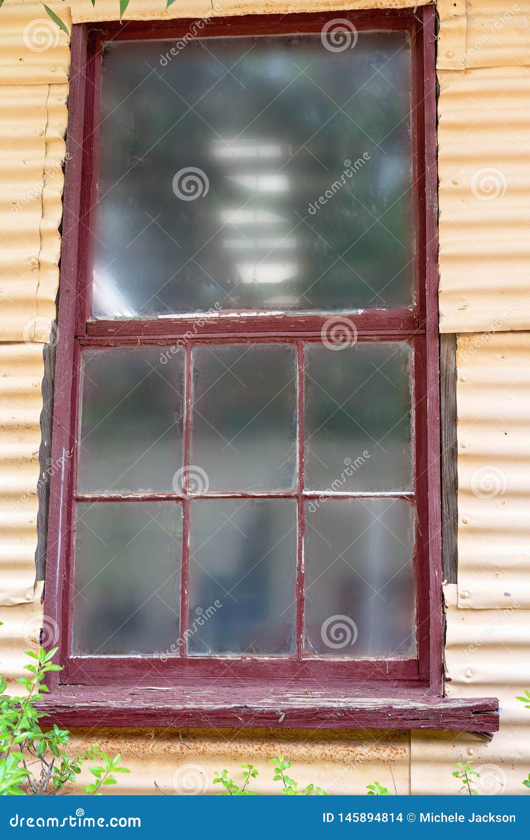 Old Red Framed Window stock photo. Image of country - 145894814