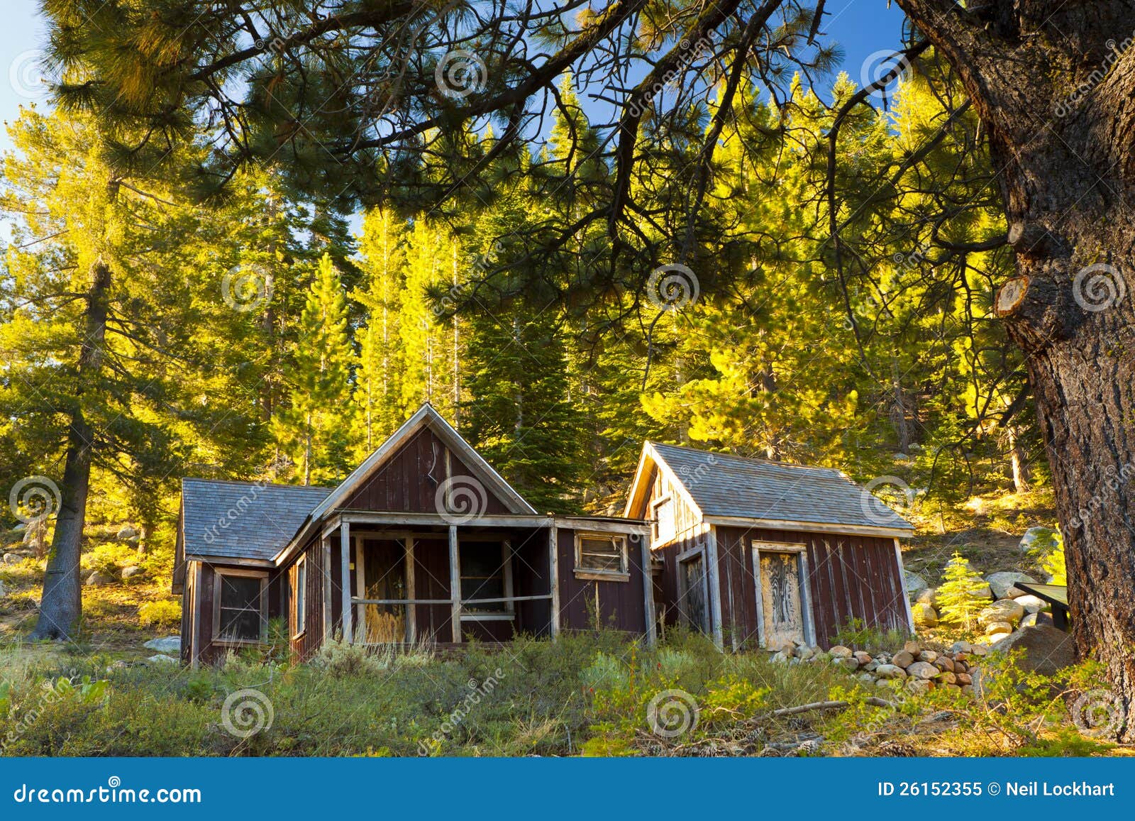 Old Red House in the Woods stock image. Image of outside - 26152355