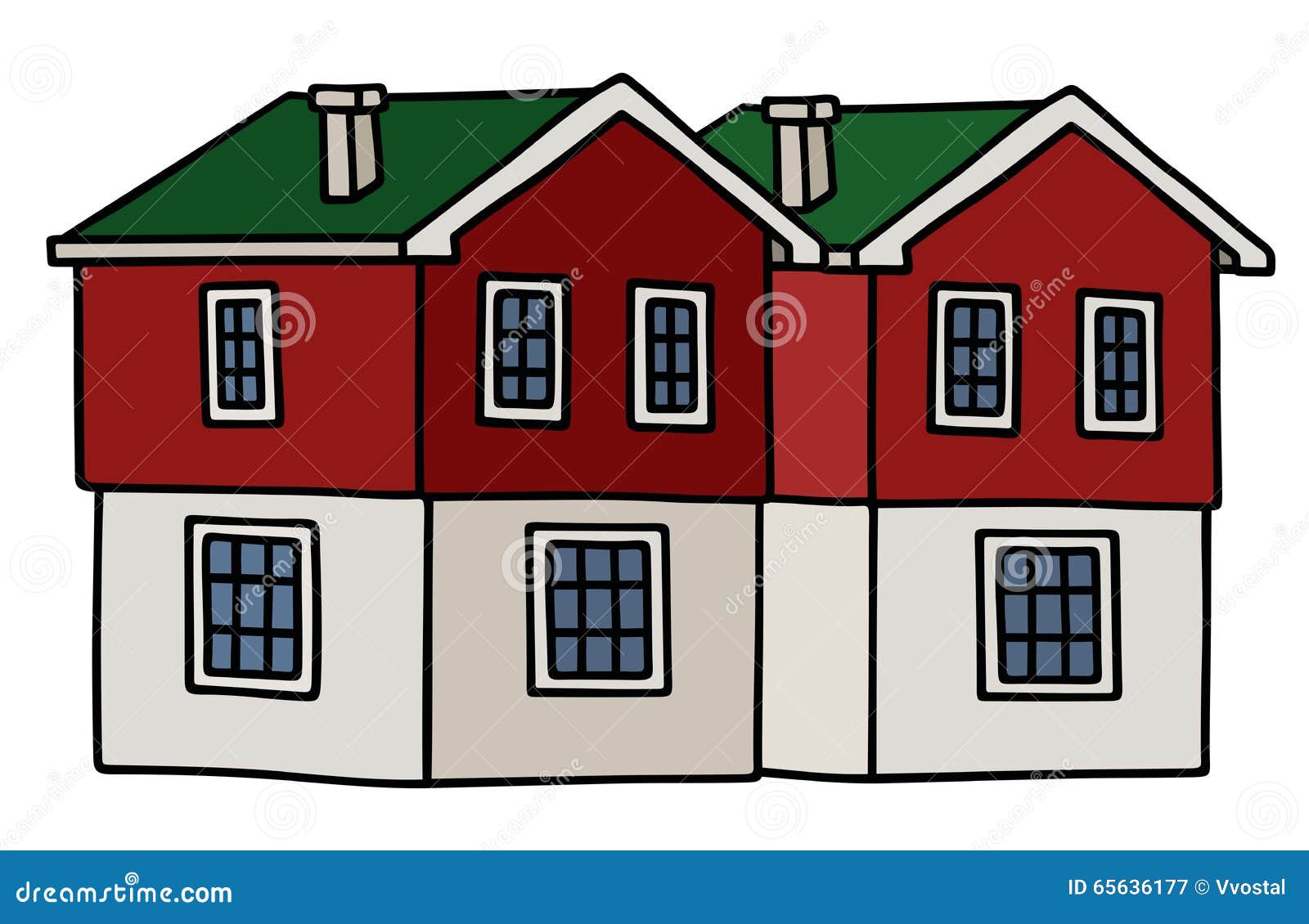 Old red houses stock vector. Illustration of building - 65636177