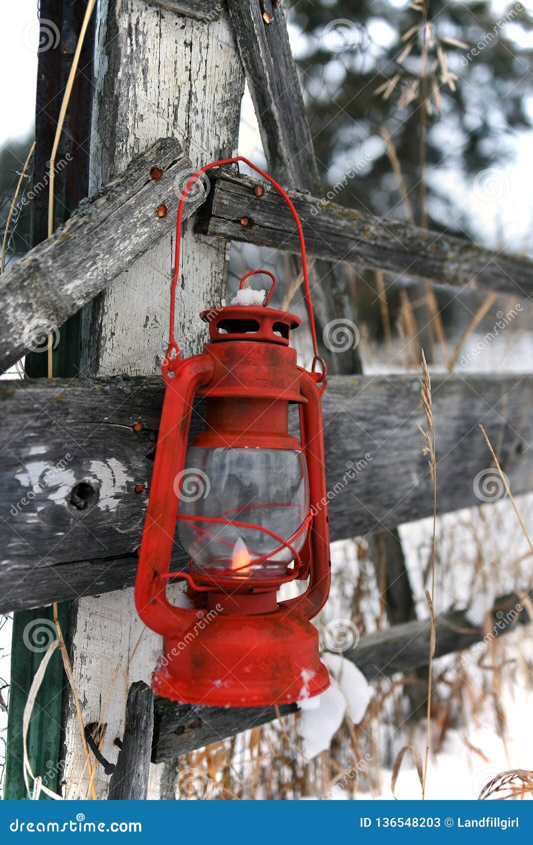 Old Red Lantern stock image. Image of season, closeup - 136548203