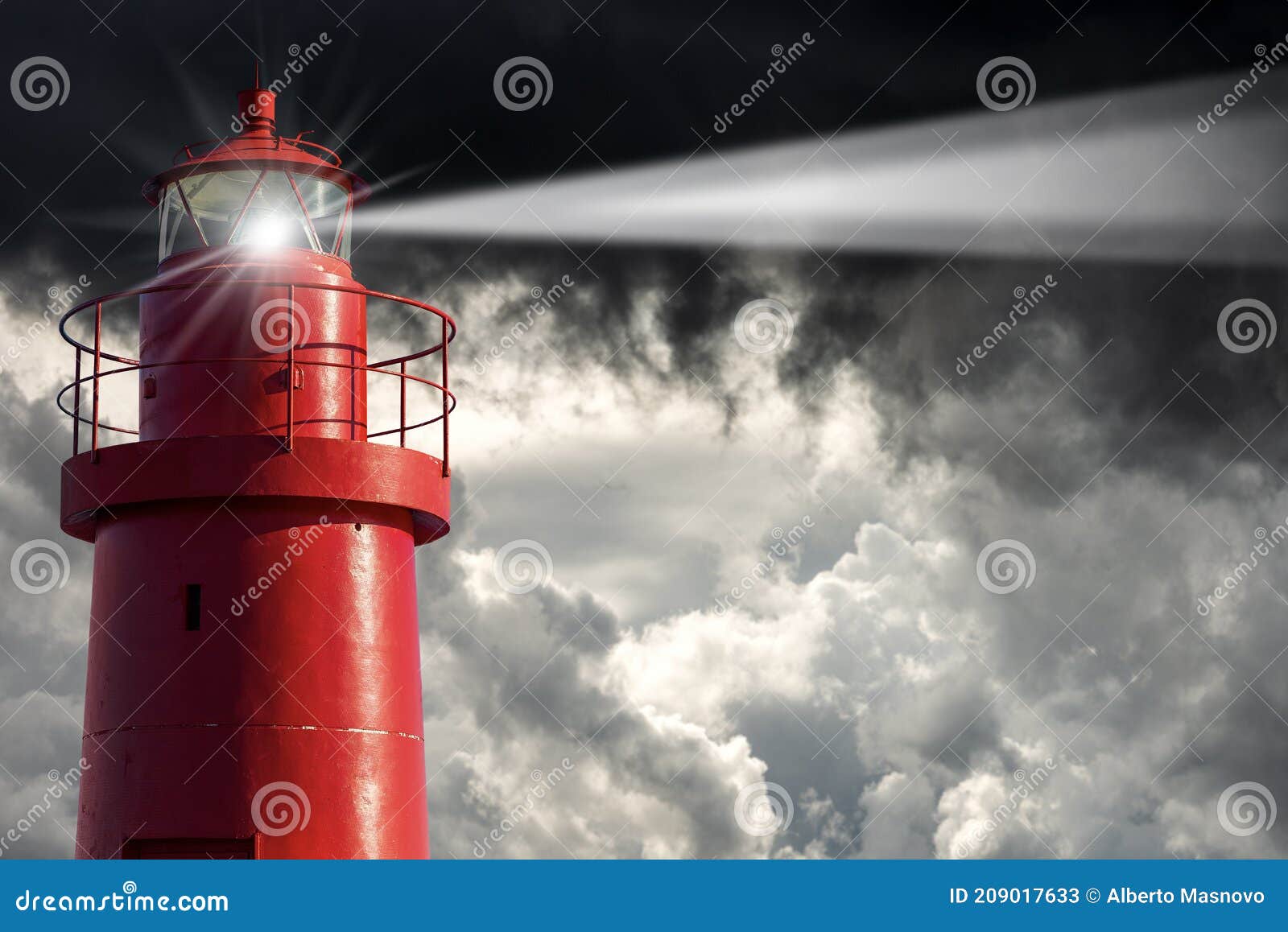 Old Red Lighthouse with Storm Clouds on the Background - Bad Weather ...