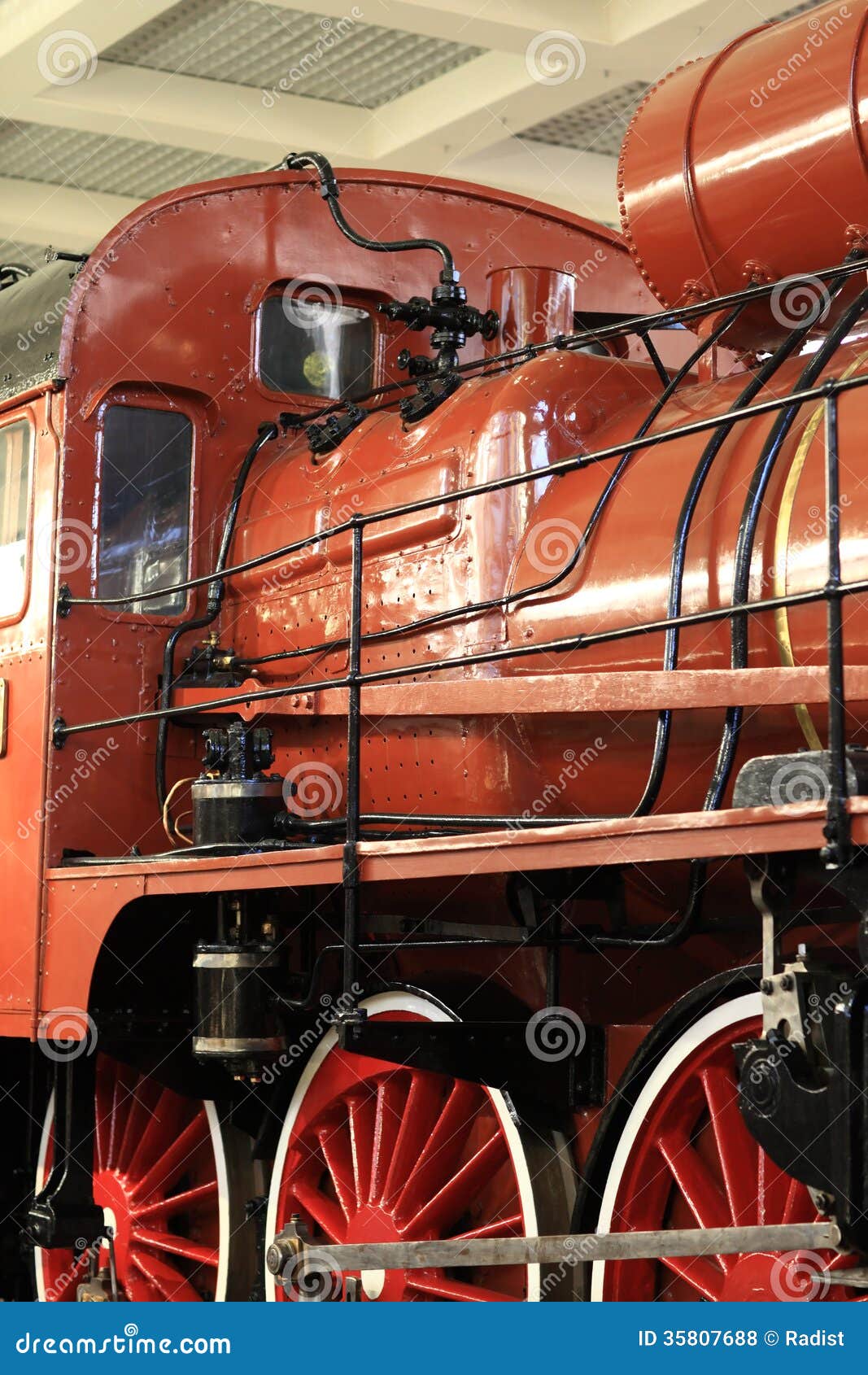 Old red locomotive stock photo. Image of equipment, antique - 35807688