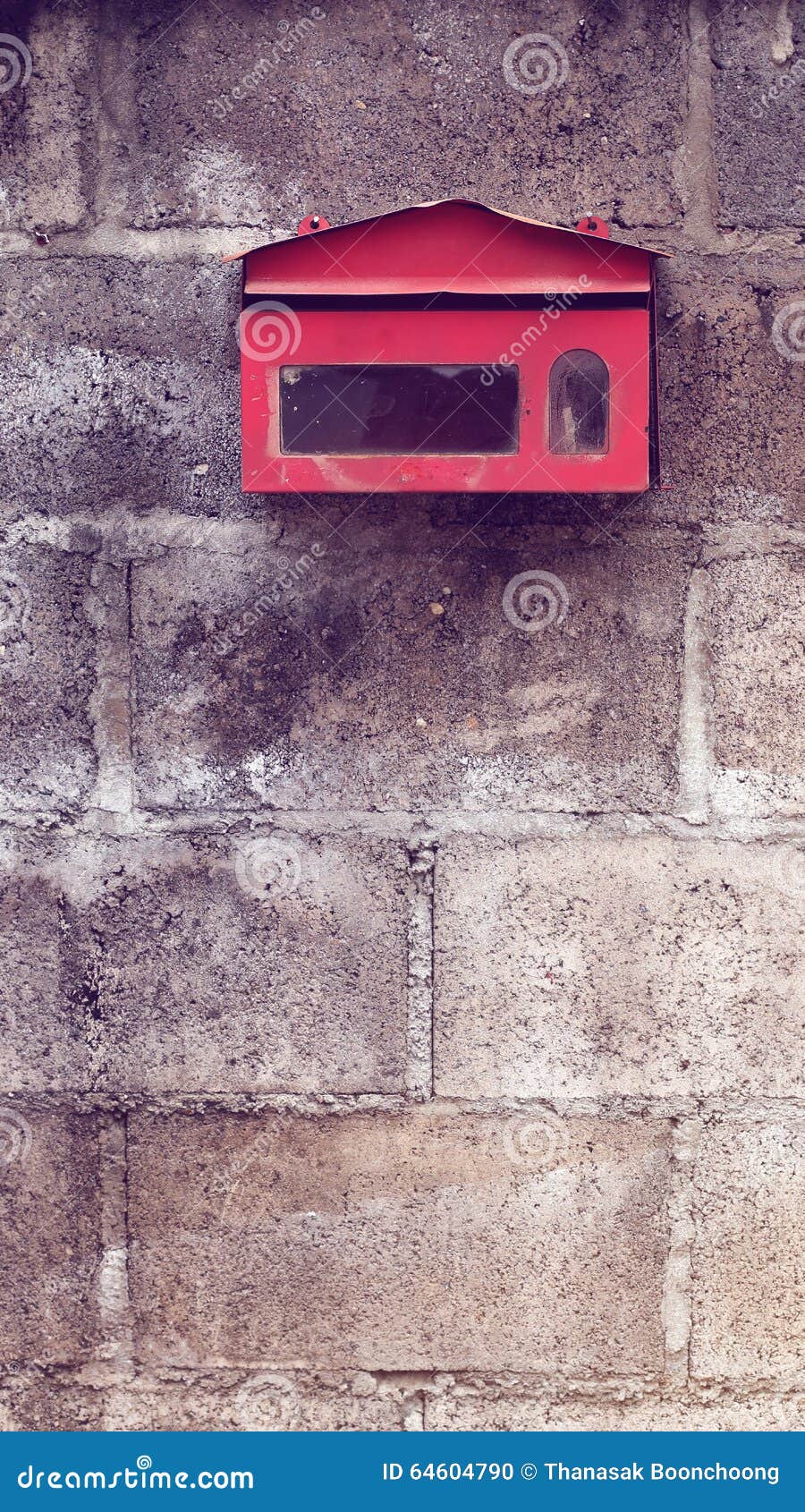 Old Red Mailbox on Concrete Wall. Stock Photo - Image of correspondence ...