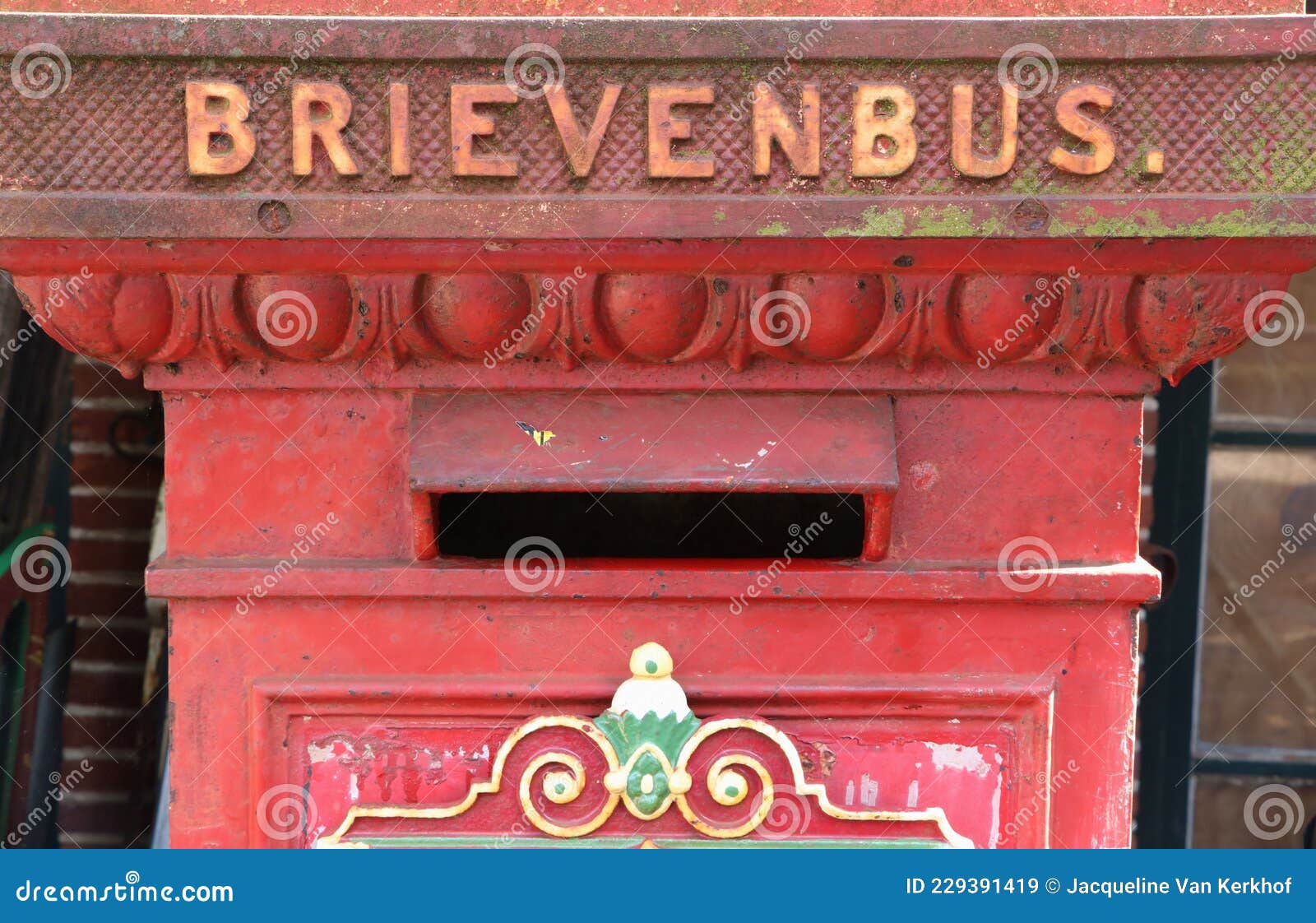 Old red dutch mailbox editorial stock image. Image of brievenbus ...