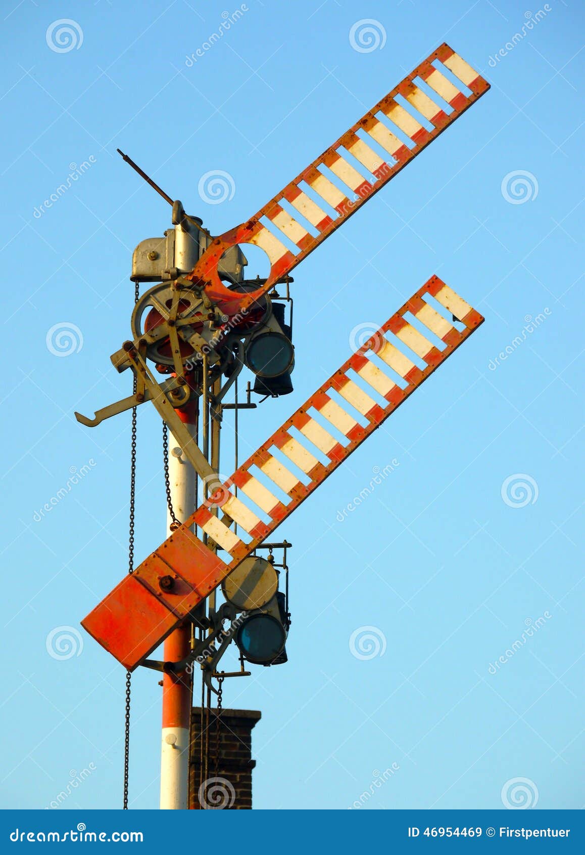 Old Red Mechanical Chain Railway Signals Royalty-Free Stock Photography ...