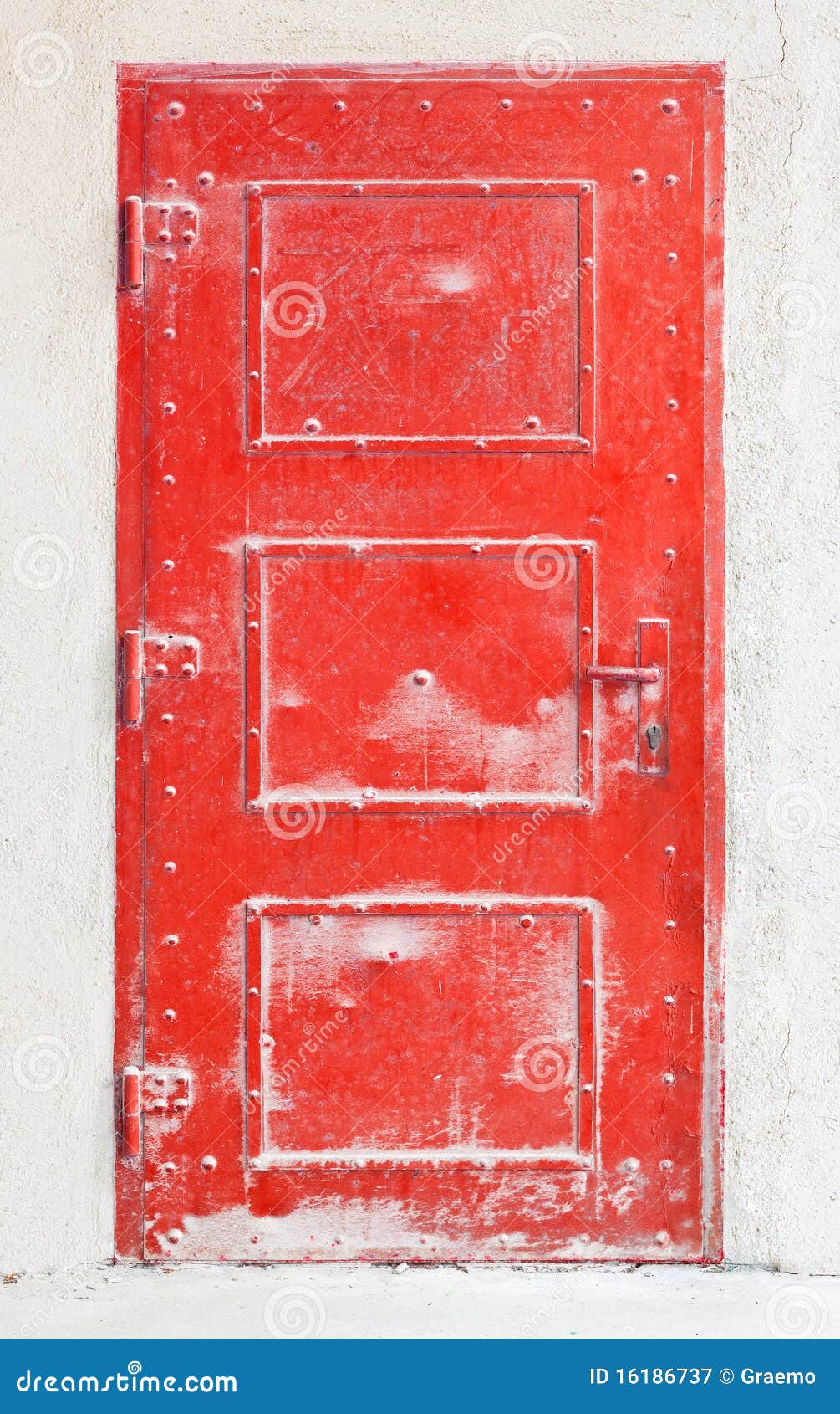Old red metal door stock image. Image of rivets, grungy - 16186737