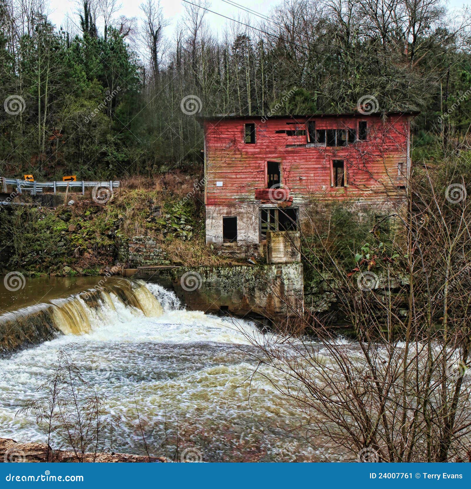 Old Red Mill stock image. Image of water, mill, road - 24007761
