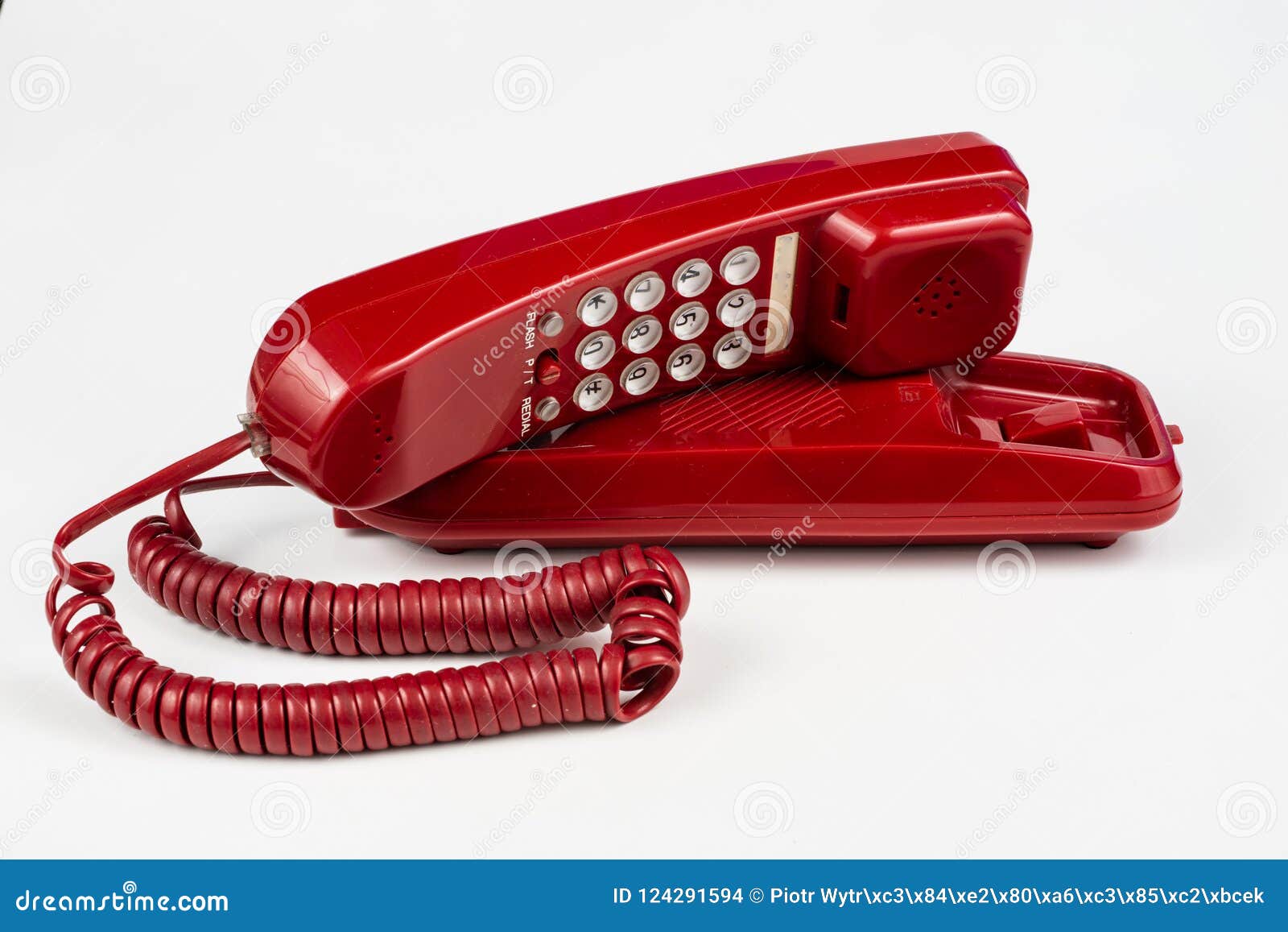 Old Red Phone with a Handset. a Telephone Set from the Nineties Stock ...