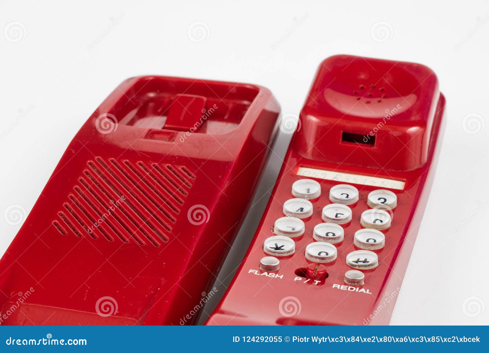 Old Red Phone with a Handset. a Telephone Set from the Nineties Stock ...