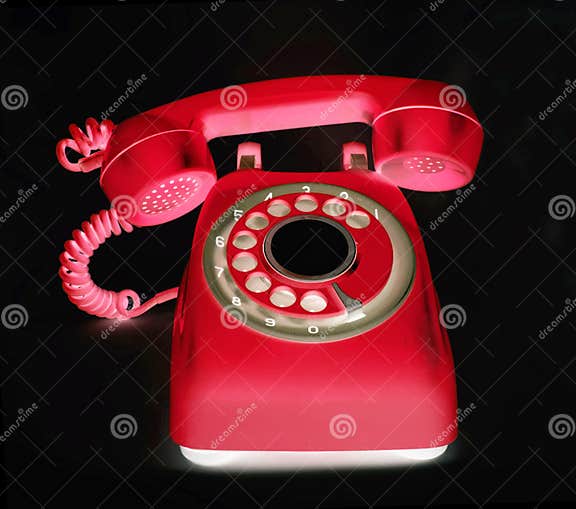 Old Red Phone Ringing of the Hook Stock Image - Image of handset ...