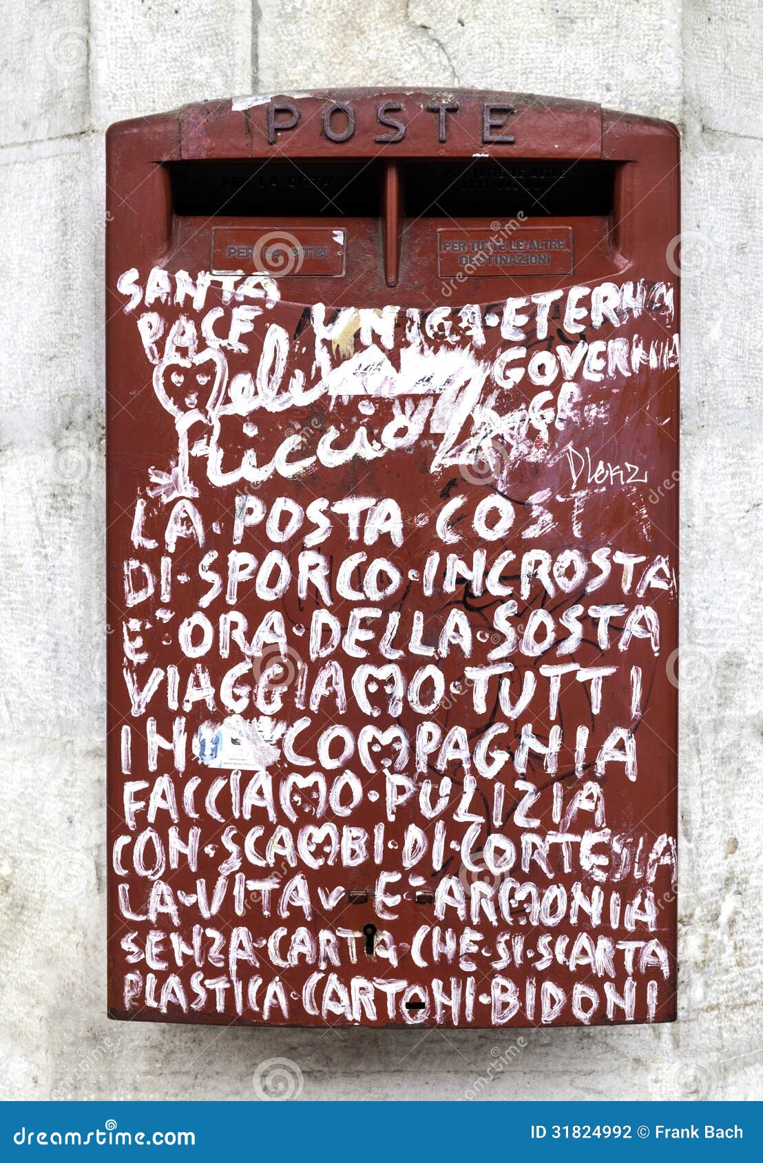 Old Red Postbox Decorated with Grafitti Stock Photo - Image of metal ...