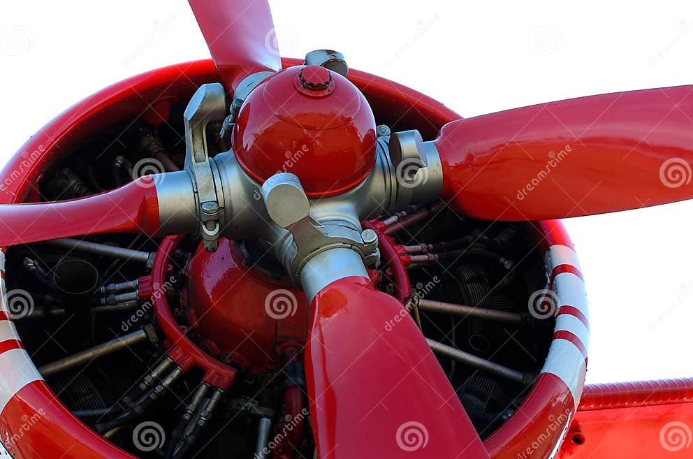 Old Red Propeller Airplane Piston Engine Stock Image - Image of ...