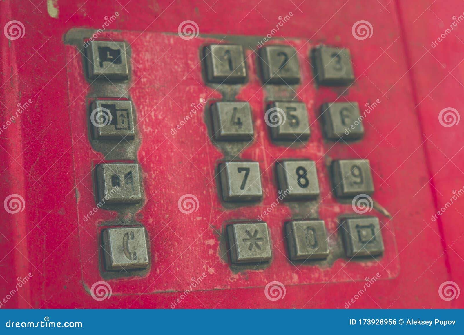 Old Red Push-button Telephone Stock Photo - Image of keypad, push ...