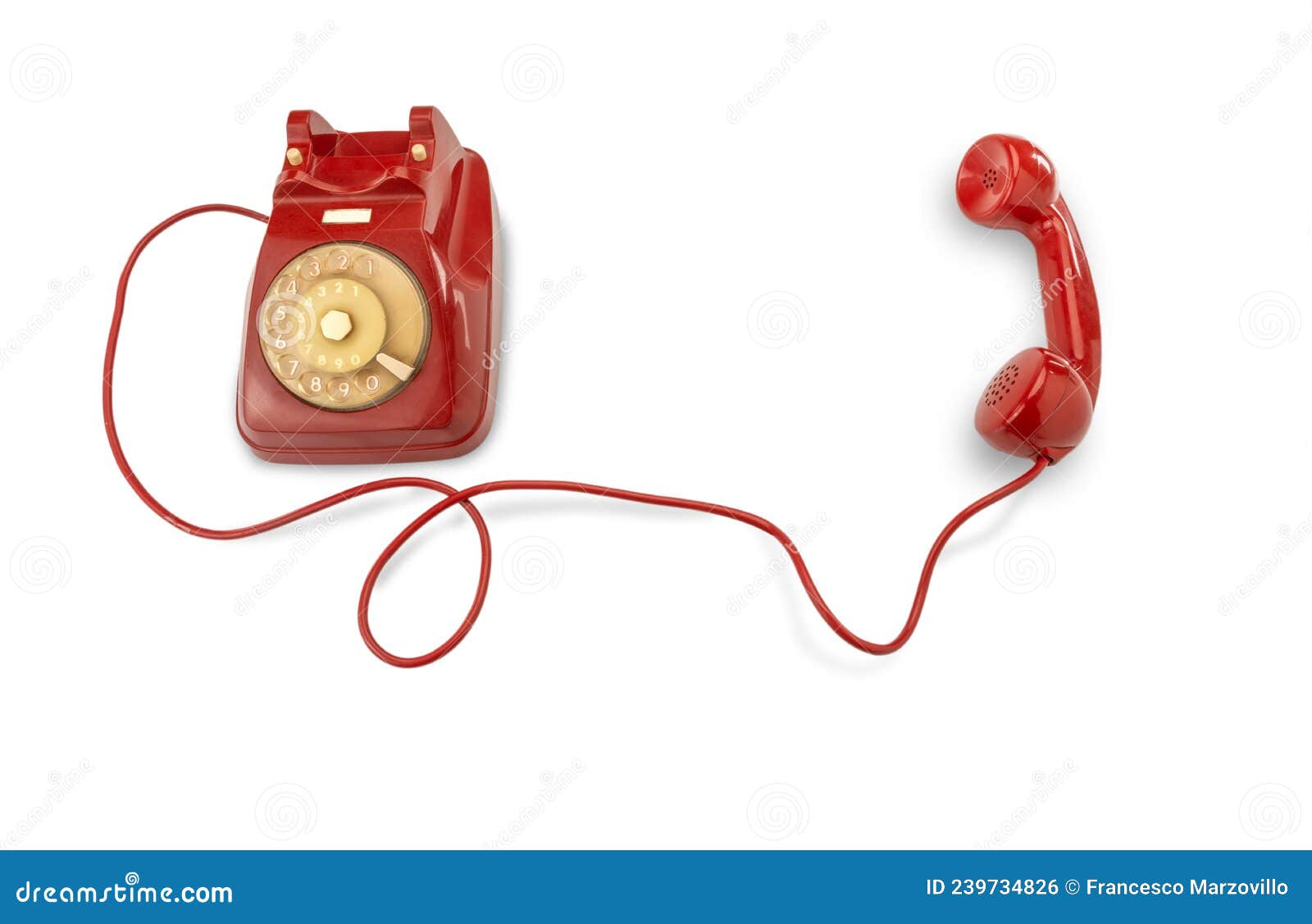 Old Red Rotating Dial Telephone Stock Illustration - Illustration of ...