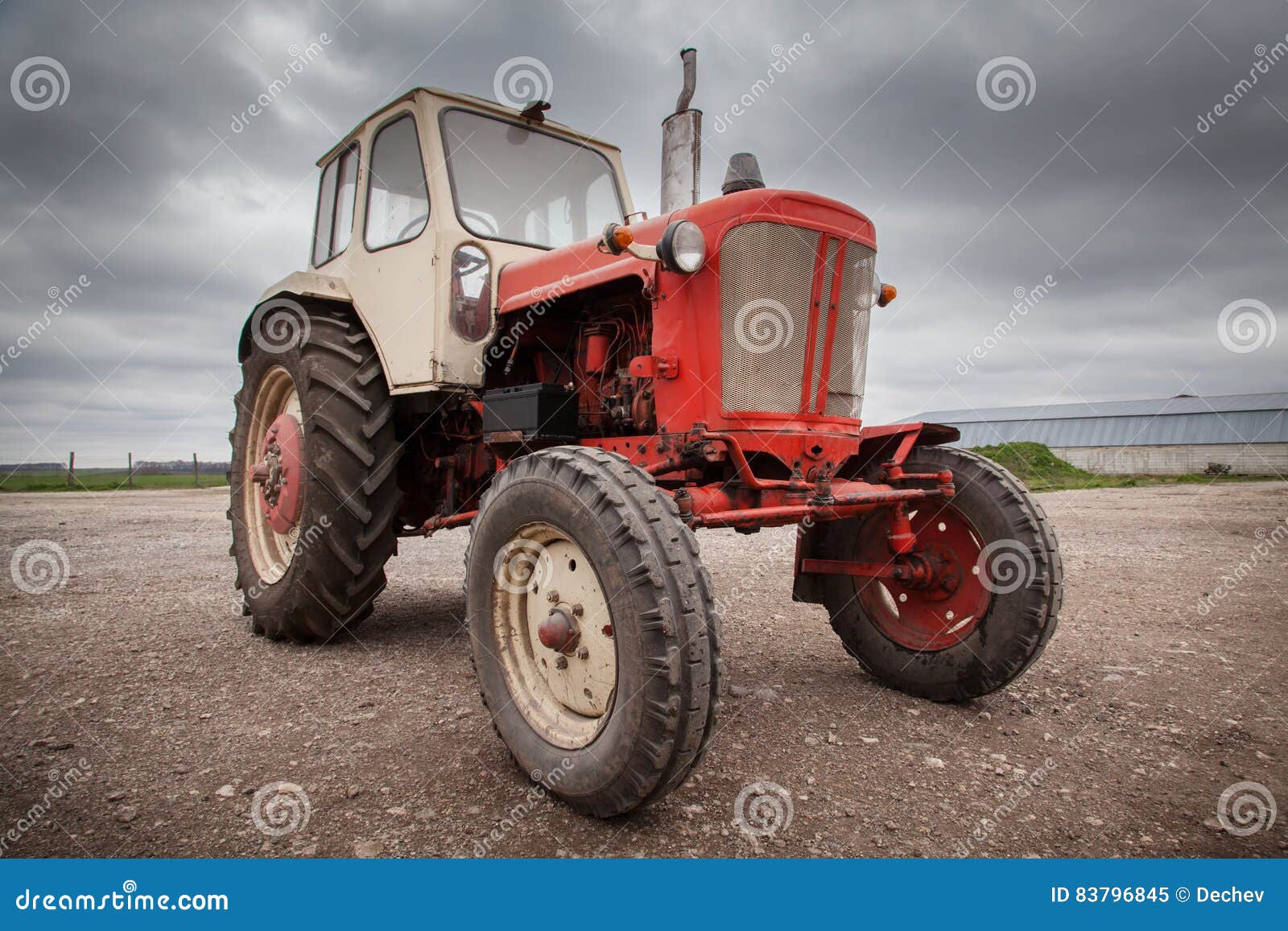 Old red russian tractor stock image. Image of industrial - 83796845