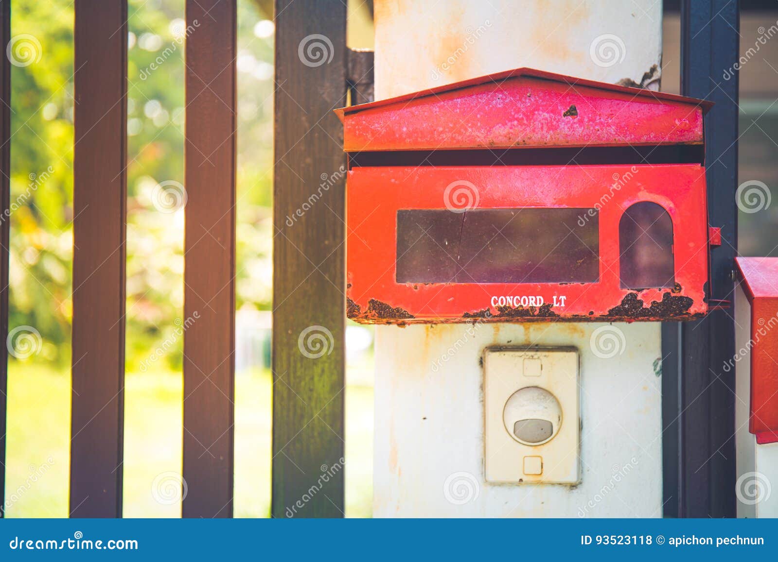 Old and red rusted mailbox stock photo. Image of home - 93523118