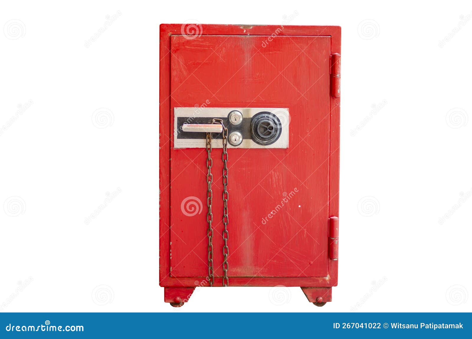 Old Red Safe Box on White Background with Clipping Path Stock Photo ...