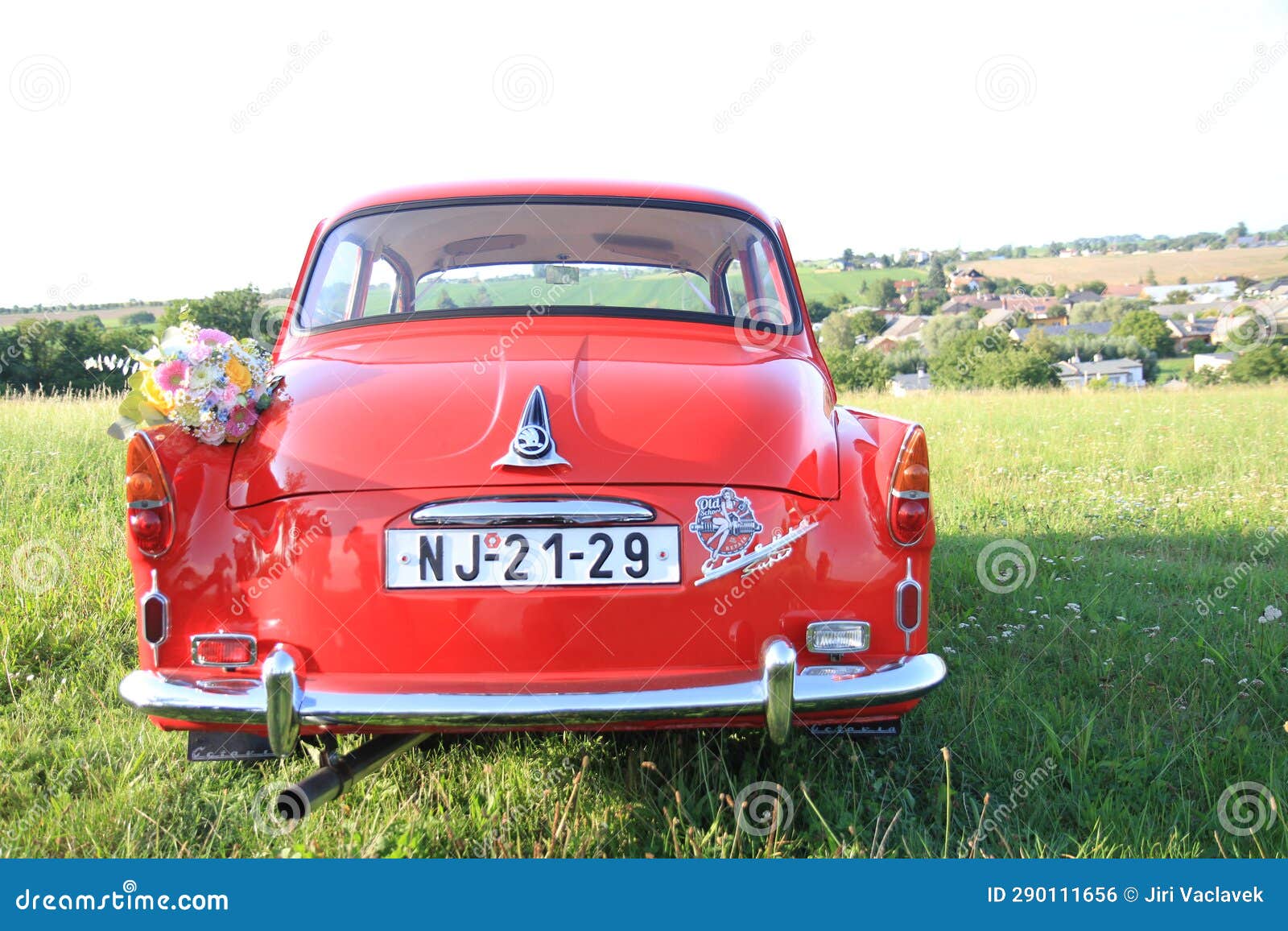 Old red skoda car veteran stock photo. Image of aged - 290111656