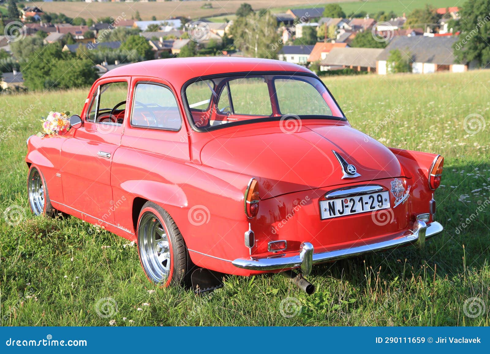 Old red skoda car veteran editorial stock image. Image of speed - 290111659