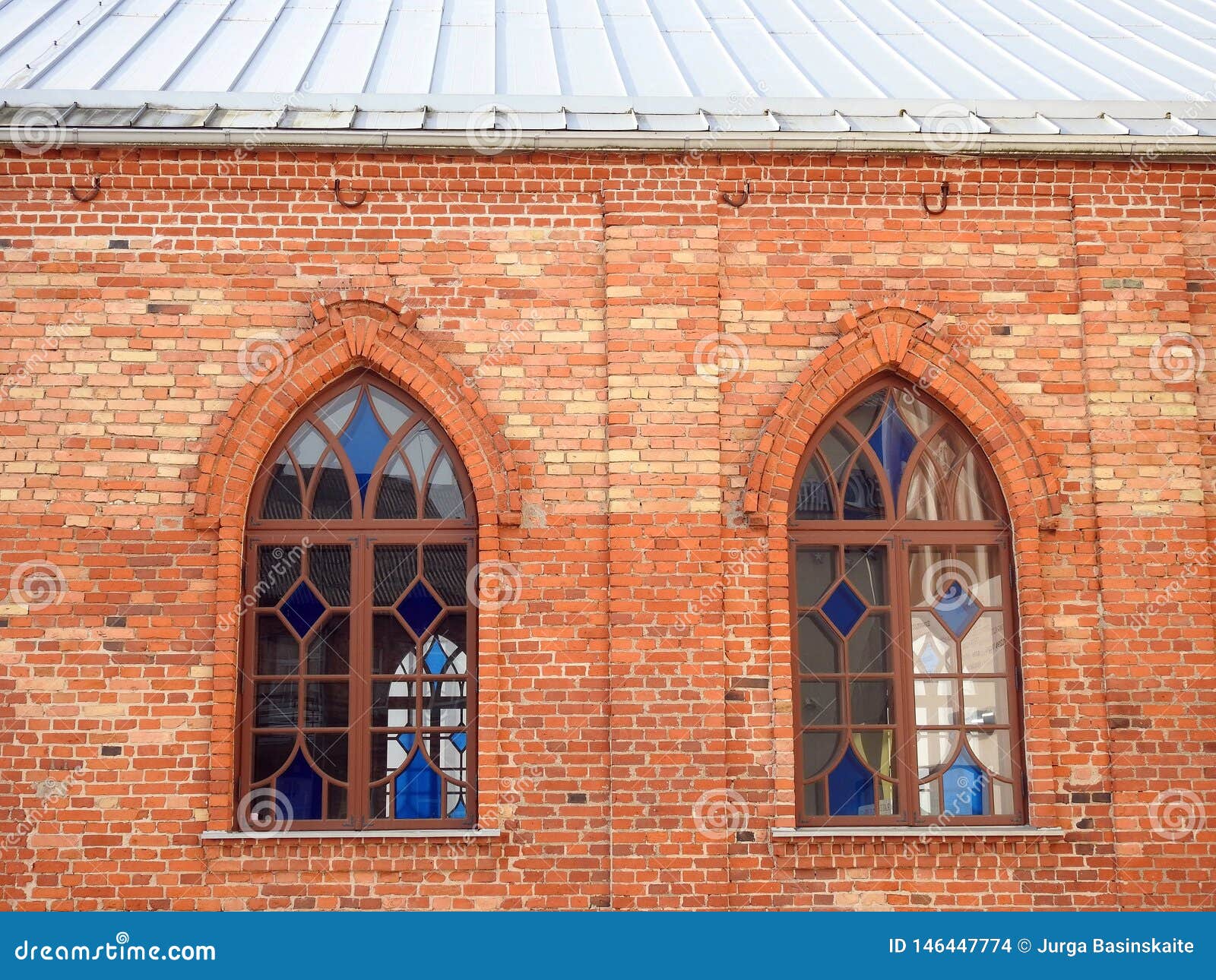 Old Red Synagogue Church Window , Lithuania Stock Photo - Image of blue ...