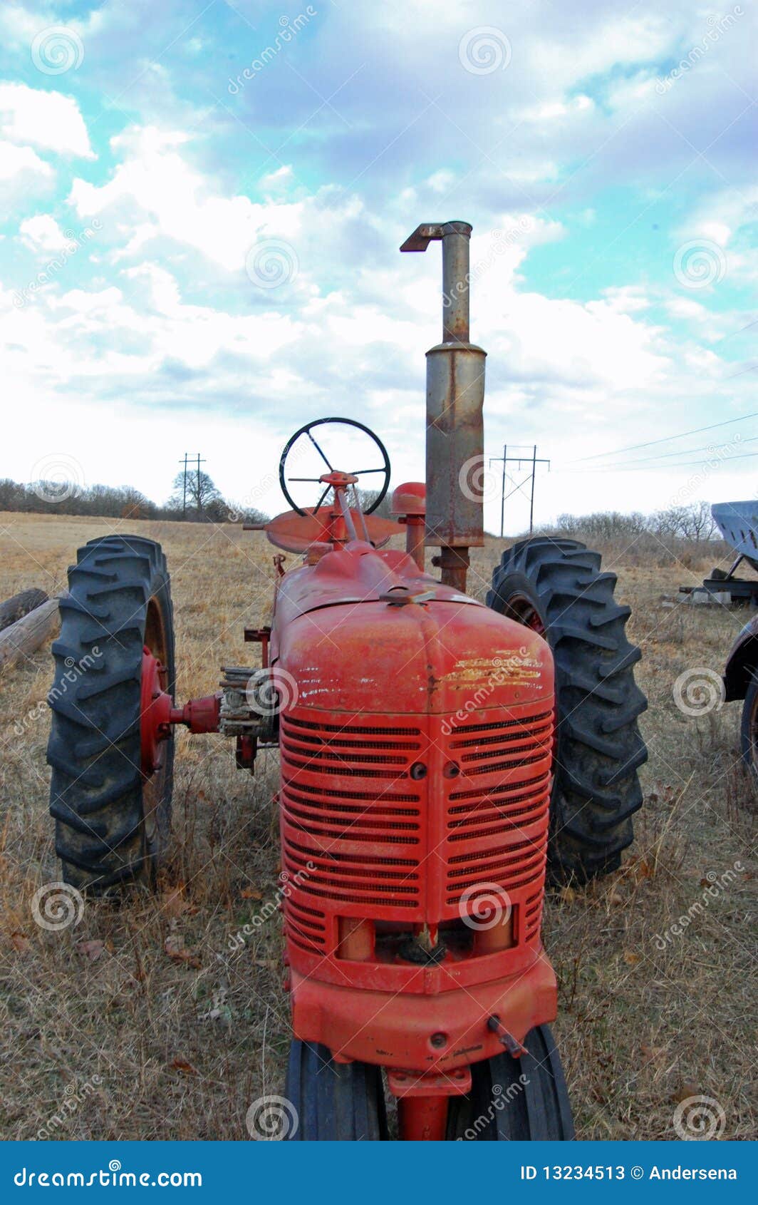 Old Red Tractor stock image. Image of lines, front, wheels - 13234513