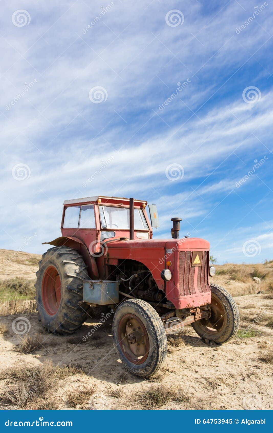 Old red tractor stock image. Image of cloud, natural - 64753945