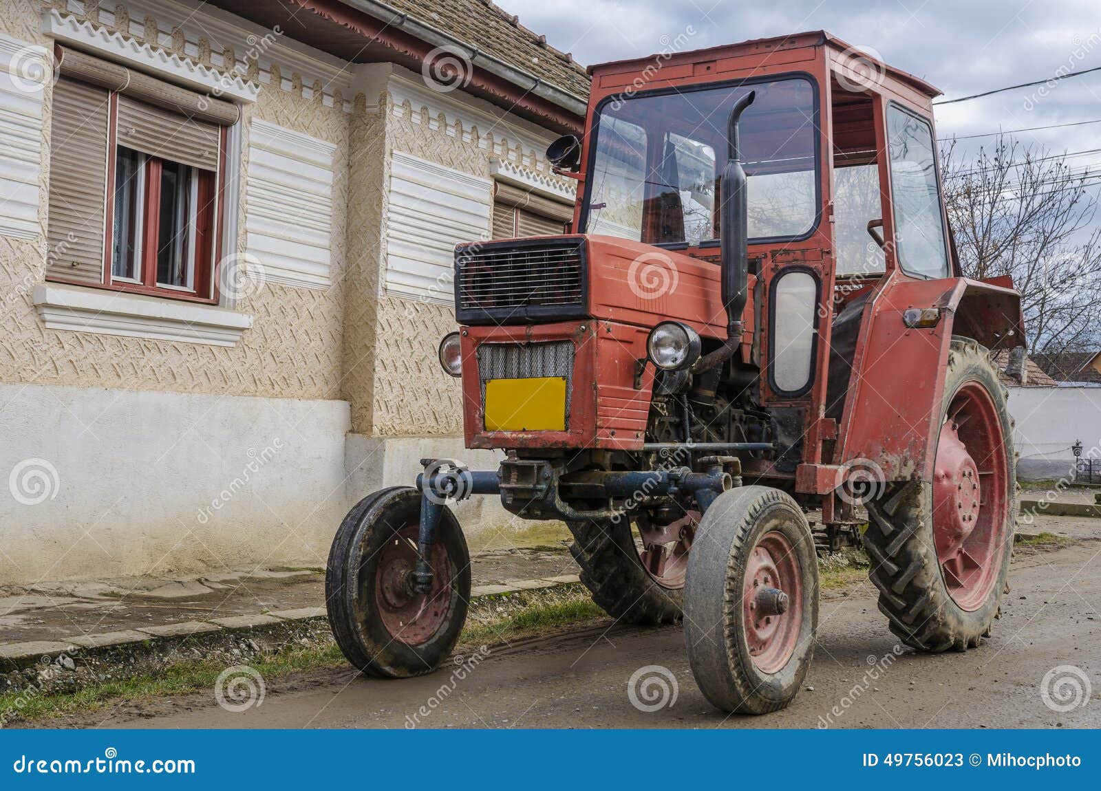 Old red tractor stock image. Image of cultivation, agricultural - 49756023