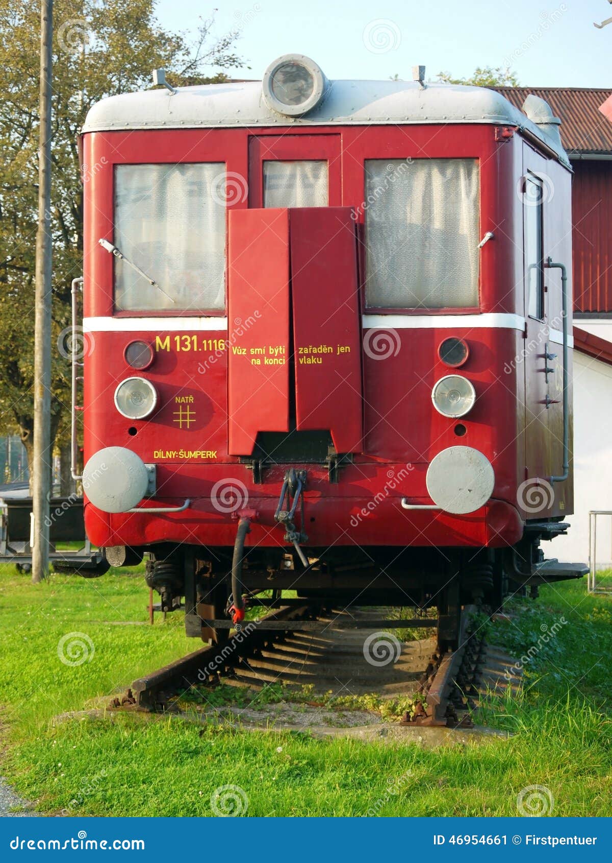 Old Red Train Waggon at Piece of Rail Stock Image - Image of historical ...