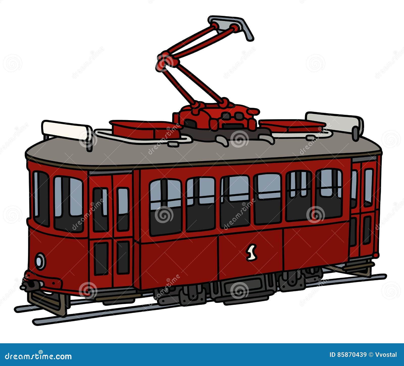 Old Red Tramway Cartoon Vector | CartoonDealer.com #85870439