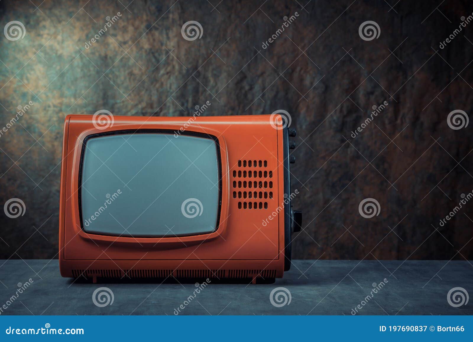 Old Red Tv Against a Dark Background Stock Image - Image of display ...