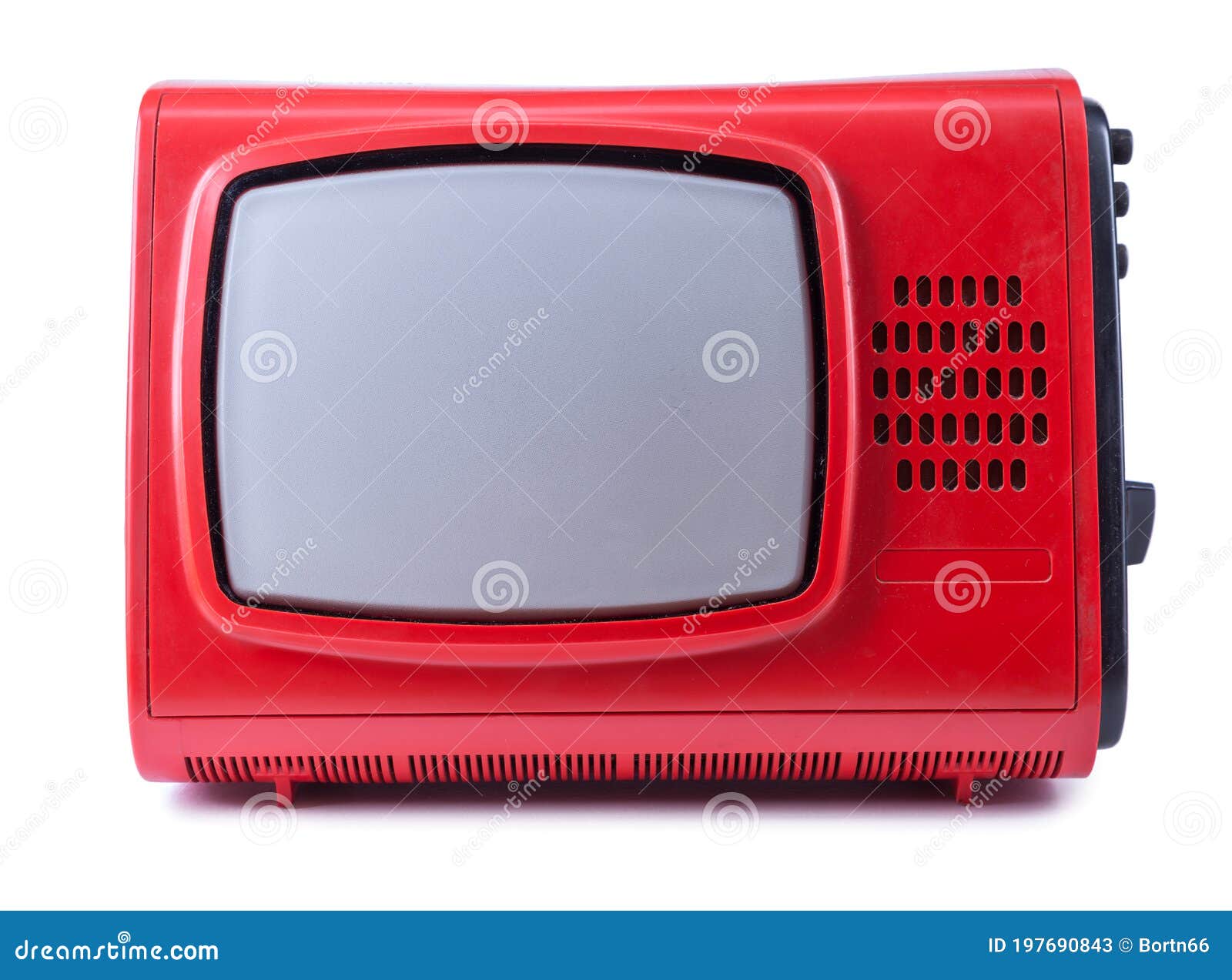 Old Red Tv on an Isolated White Background Stock Image - Image of ...