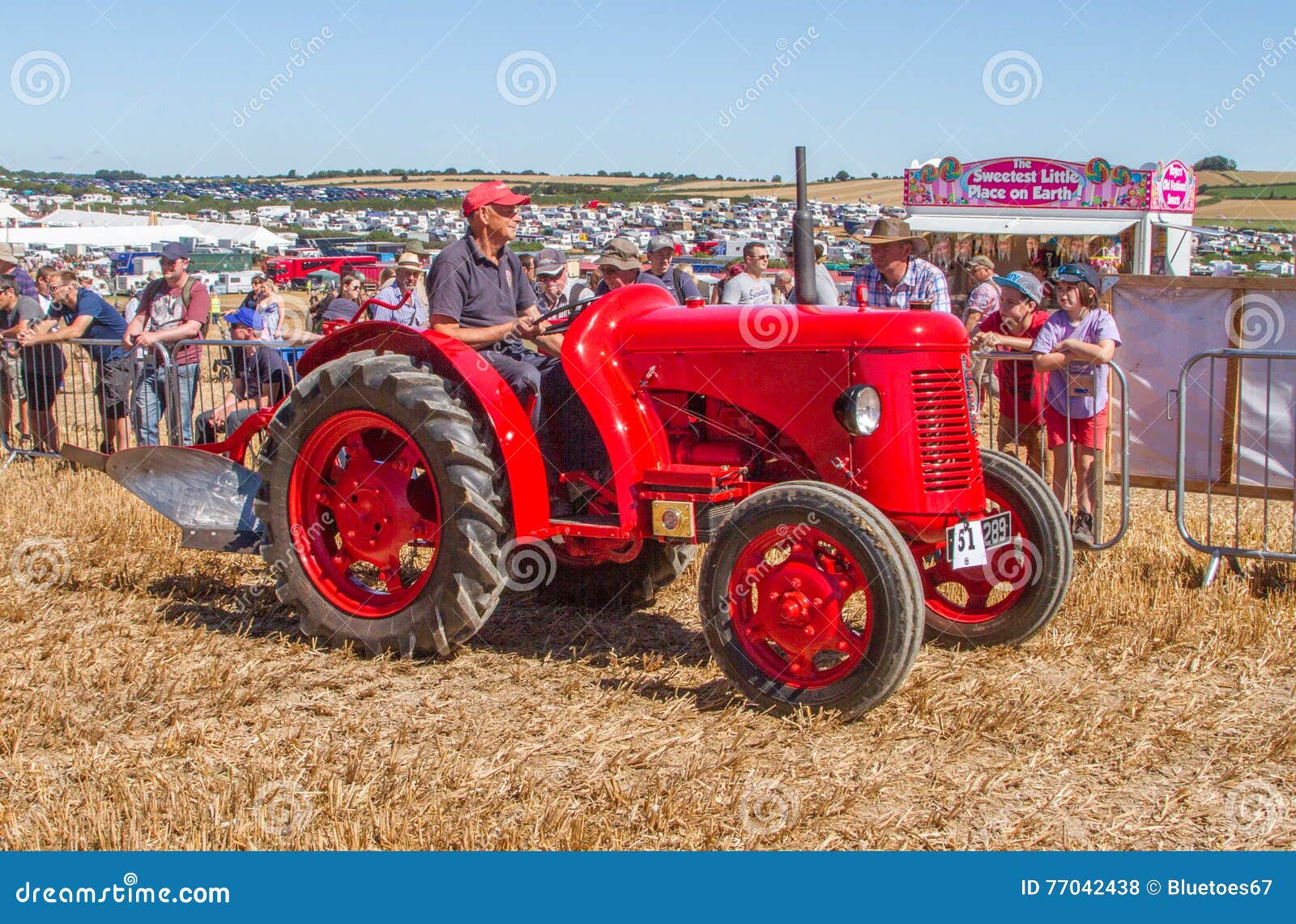 Old Red Vintage Tractor at Show Editorial Stock Photo - Image of field ...