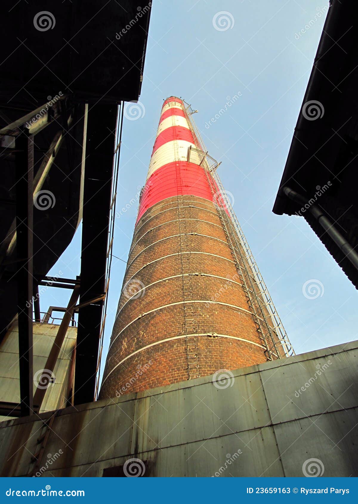 Old Red and White Industrial Chimneys Stock Image - Image of ...
