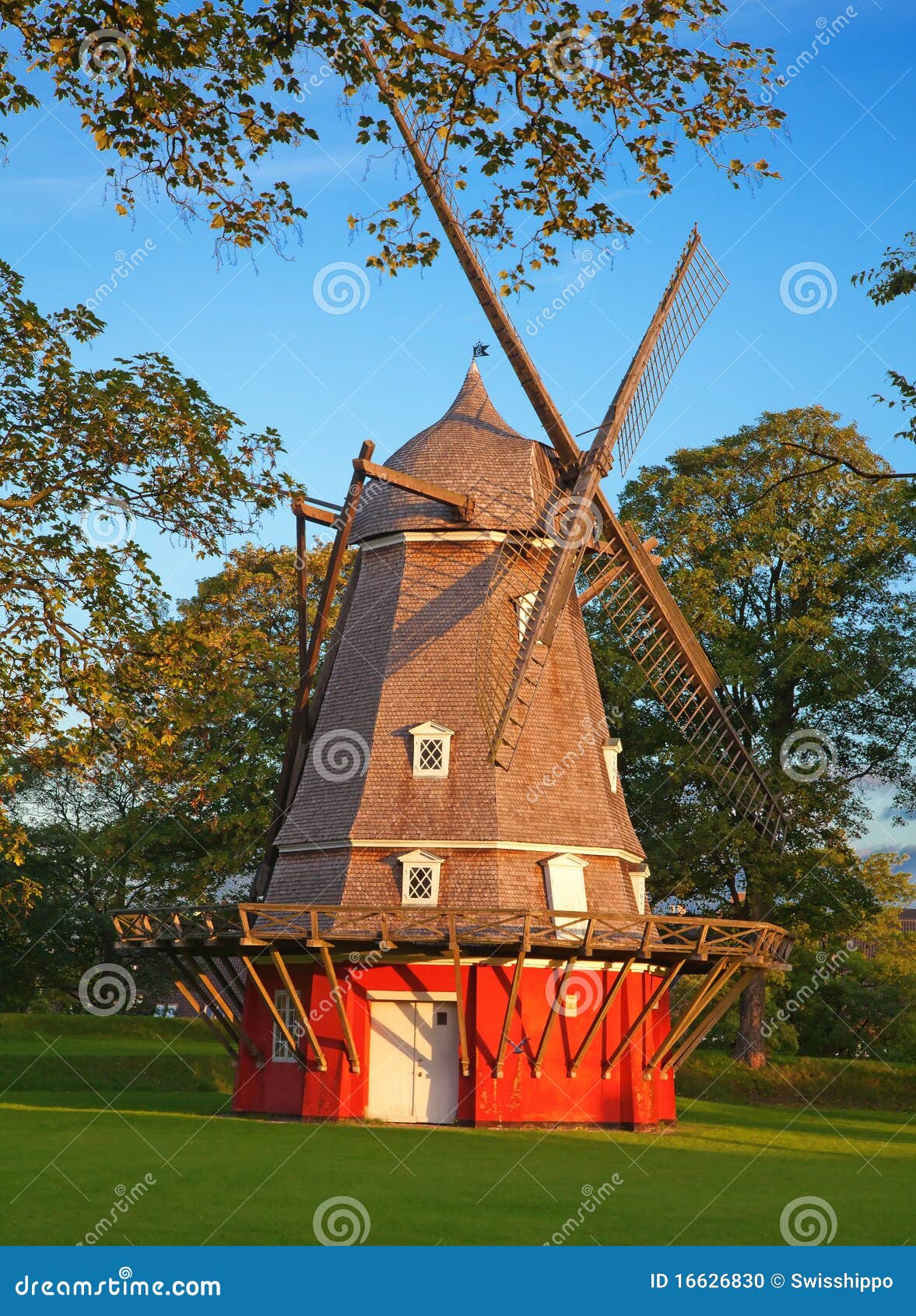 Old red windmil stock photo. Image of historical, canal - 16626830