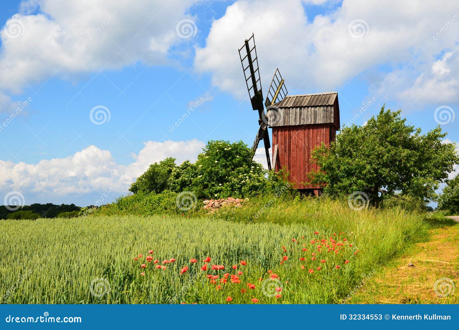 Old red windmill stock image. Image of poppy, architecture - 32334553
