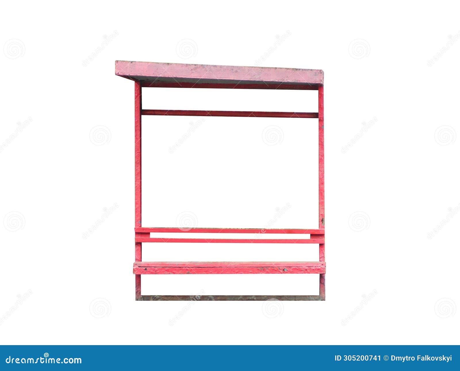 Old Red Wooden Bus Stop is Isolated on White Background Stock Image ...