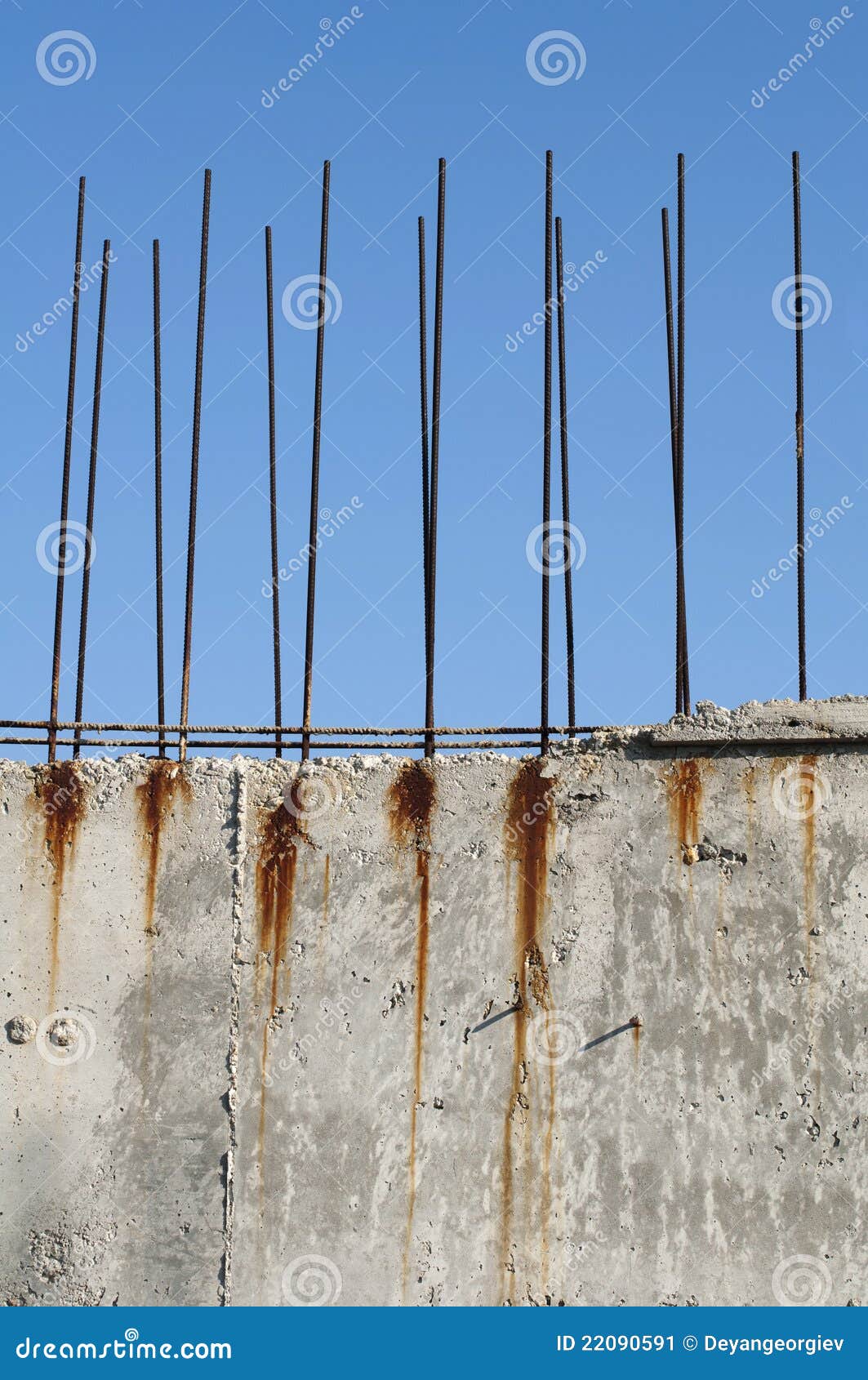 Old Reinforcing Steel Protruding from the Concrete Stock Image - Image ...