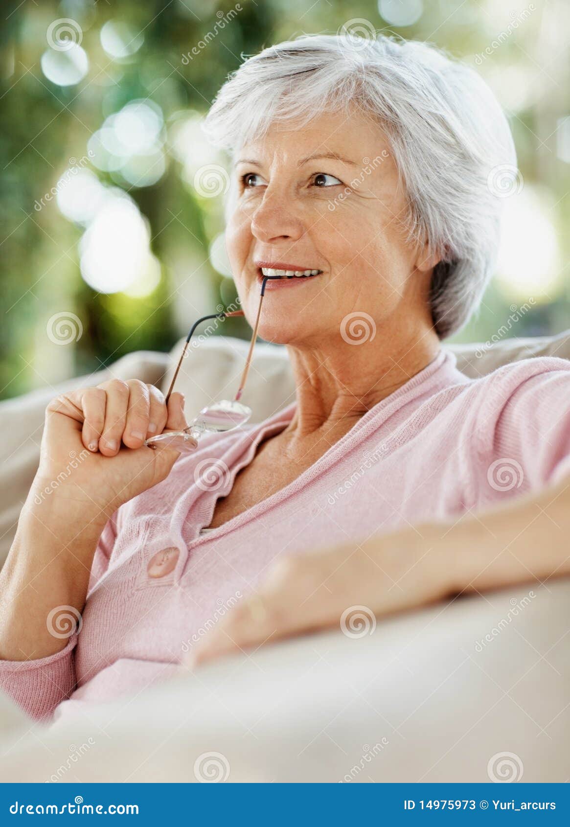 Old Relaxed Woman Deep in Thought Stock Image - Image of beauty, older ...