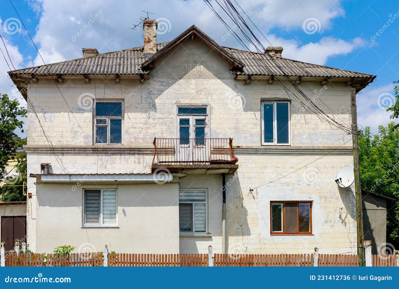 Old Residential Building from 1960. Background with Copy Space for Text ...