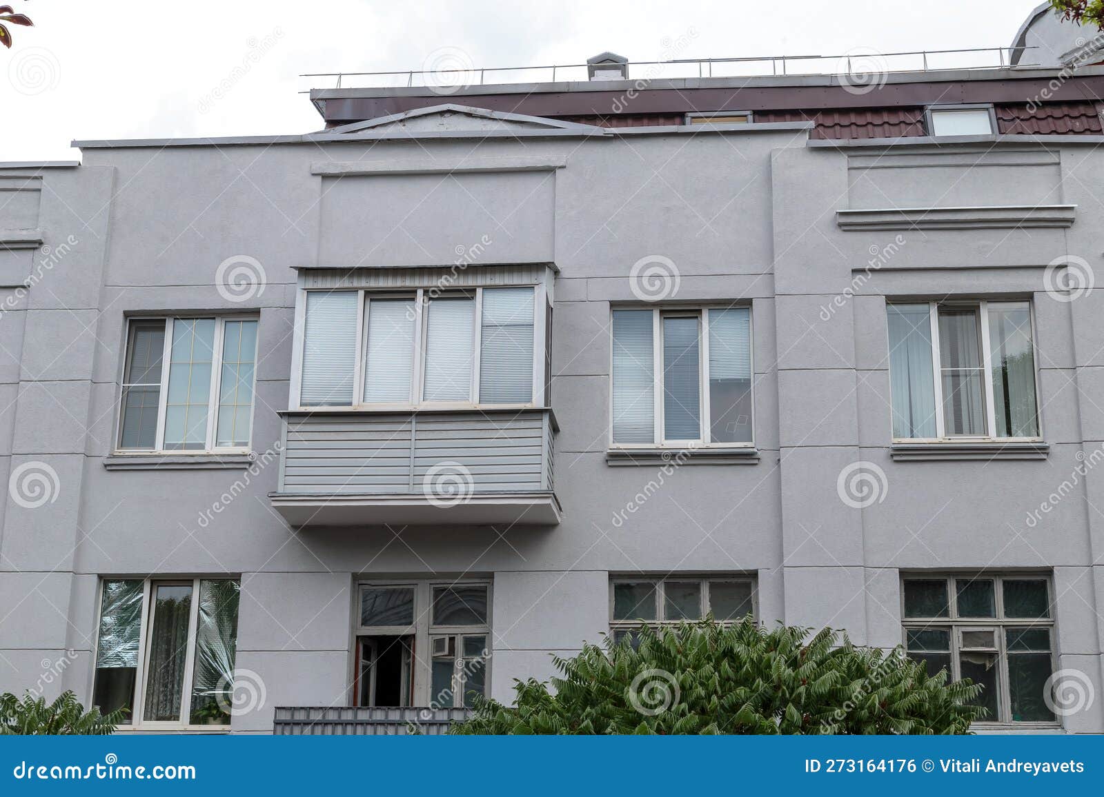An Old Restored Building in the City Center in Spring. End of Building ...