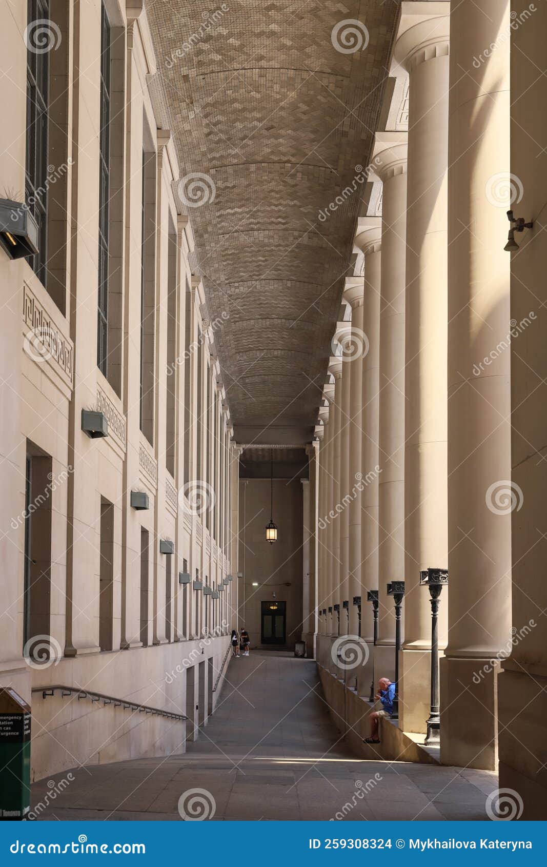 Old Restored Building - Massive Columns and a Long Corridor. Ancient ...