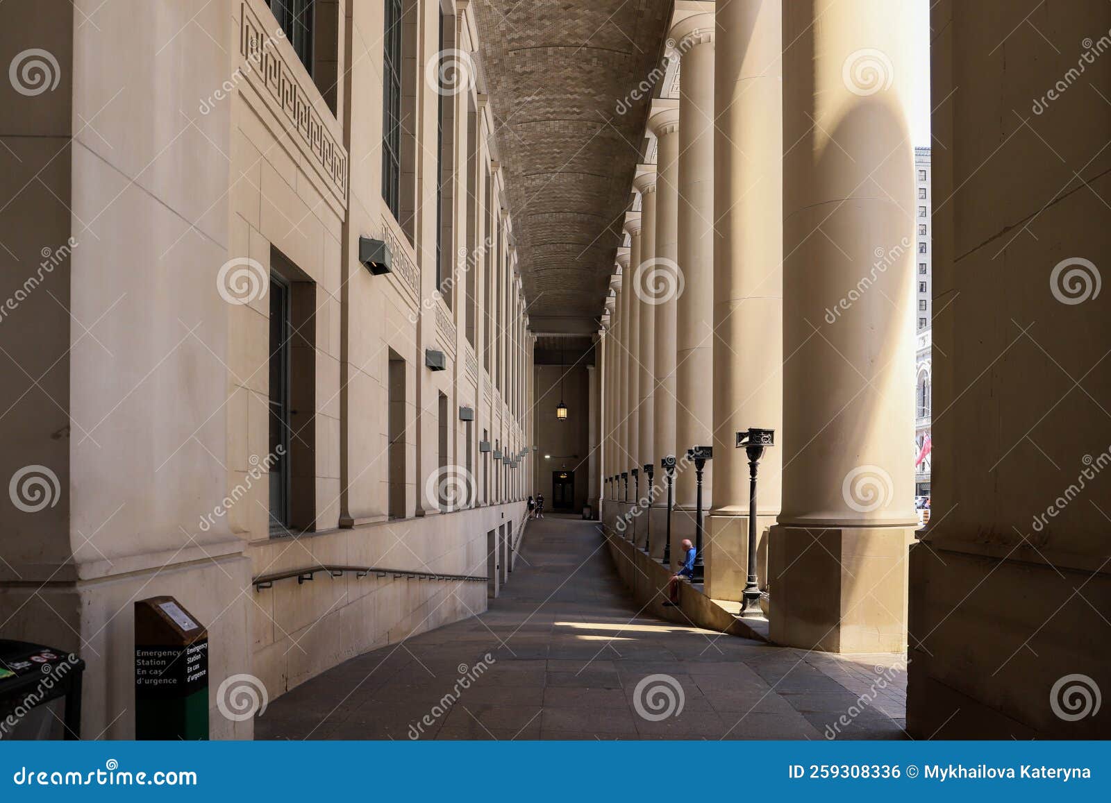 Old Restored Building - Massive Columns and a Long Corridor. Ancient ...