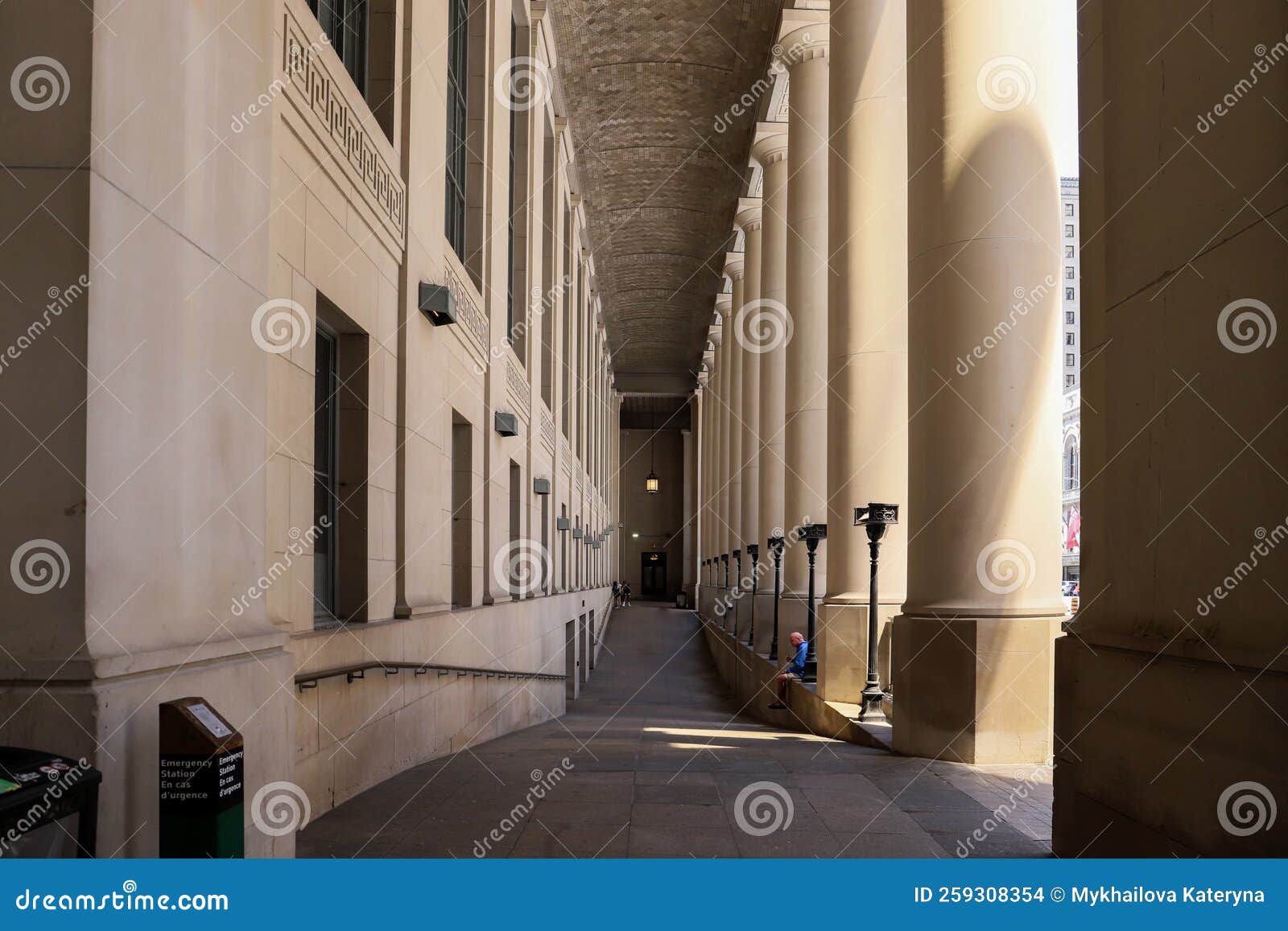 Old Restored Building - Massive Columns and a Long Corridor. Ancient ...